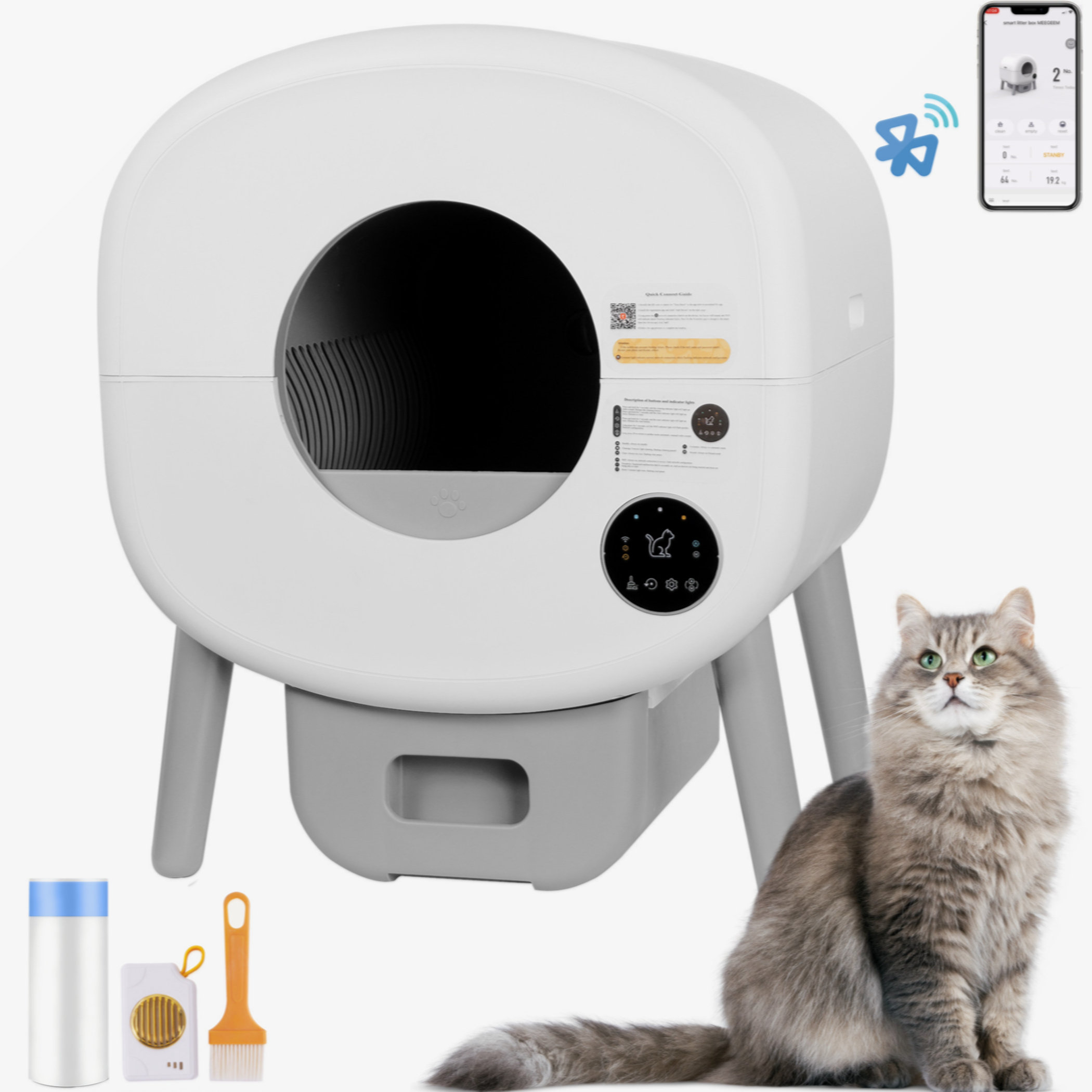 Tucker Murphy Pet™ Automatic Smart Cat Litter Box, Large Capacity Self ...