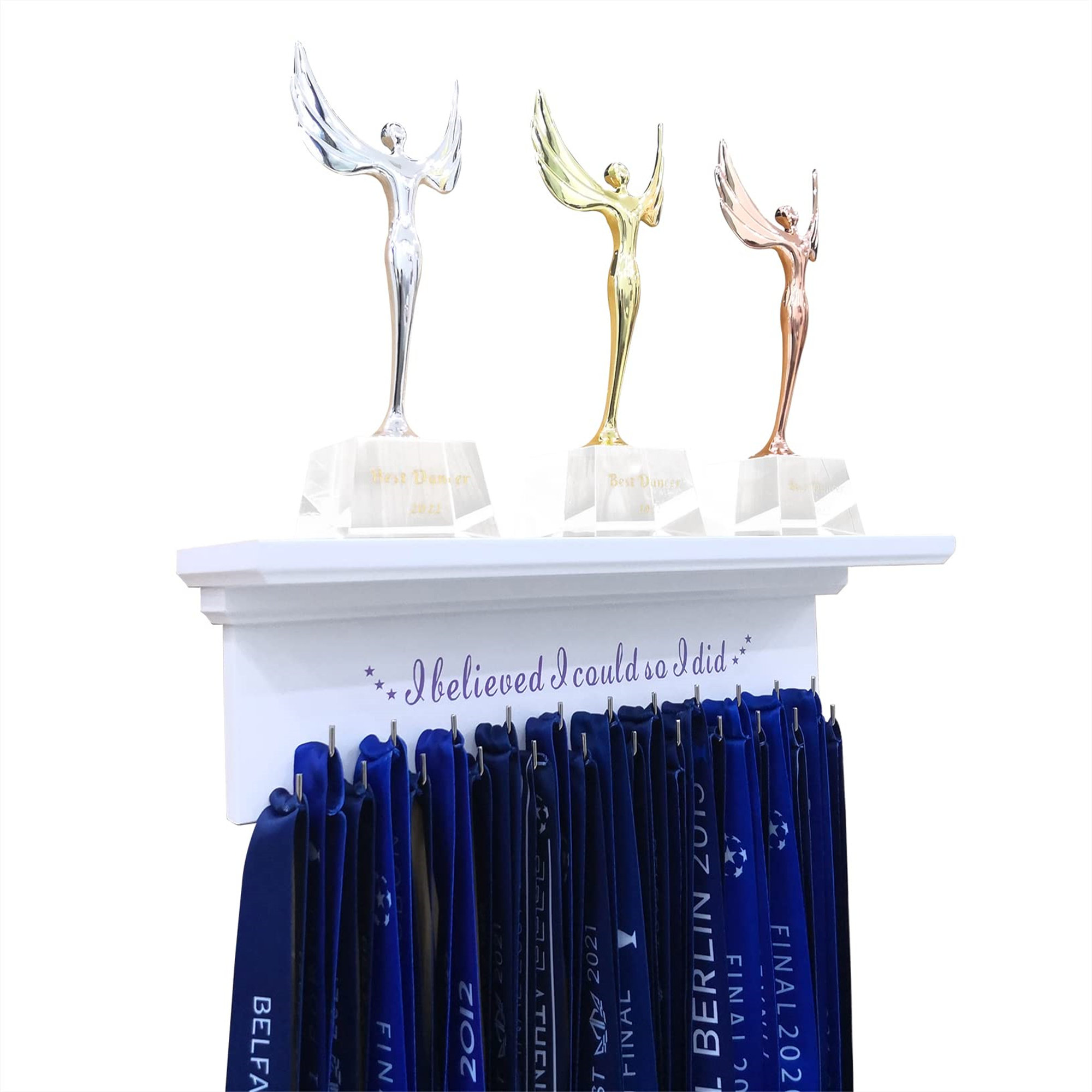ClassicLiving Medal Display And Trophy Rack With 23 Strong Ribbon Hooks ...