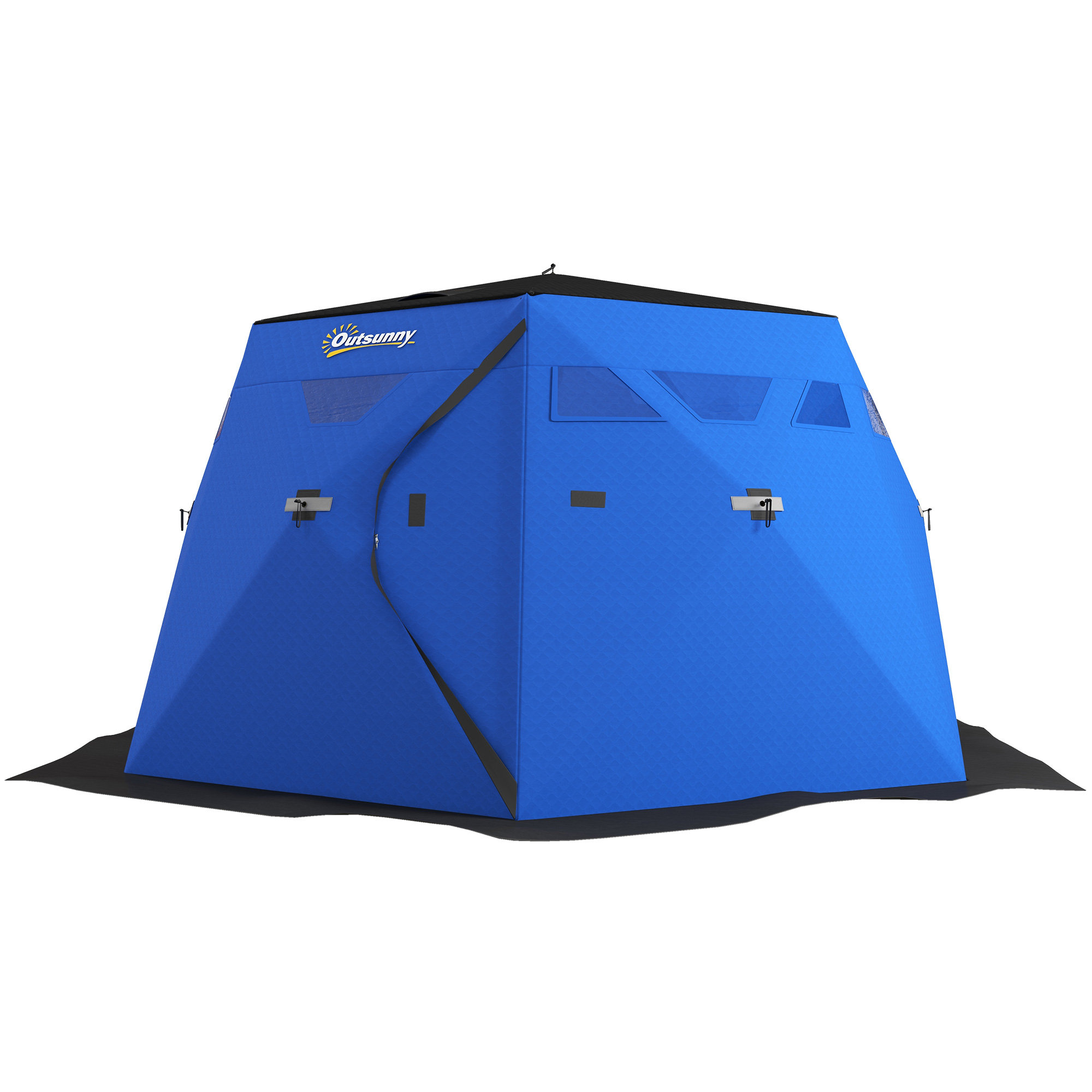 Outsunny 4 Person Ice Fishing Shelter, Pop-Up Ice Fishing Tent, Blue ...