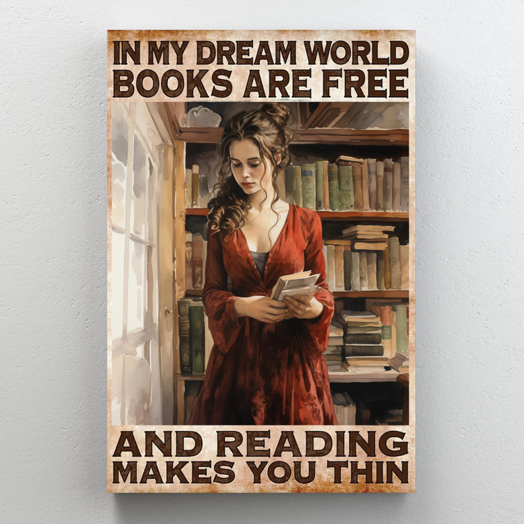 Trinx Woman Reading Makes You Thin 2 On Canvas Print | Wayfair