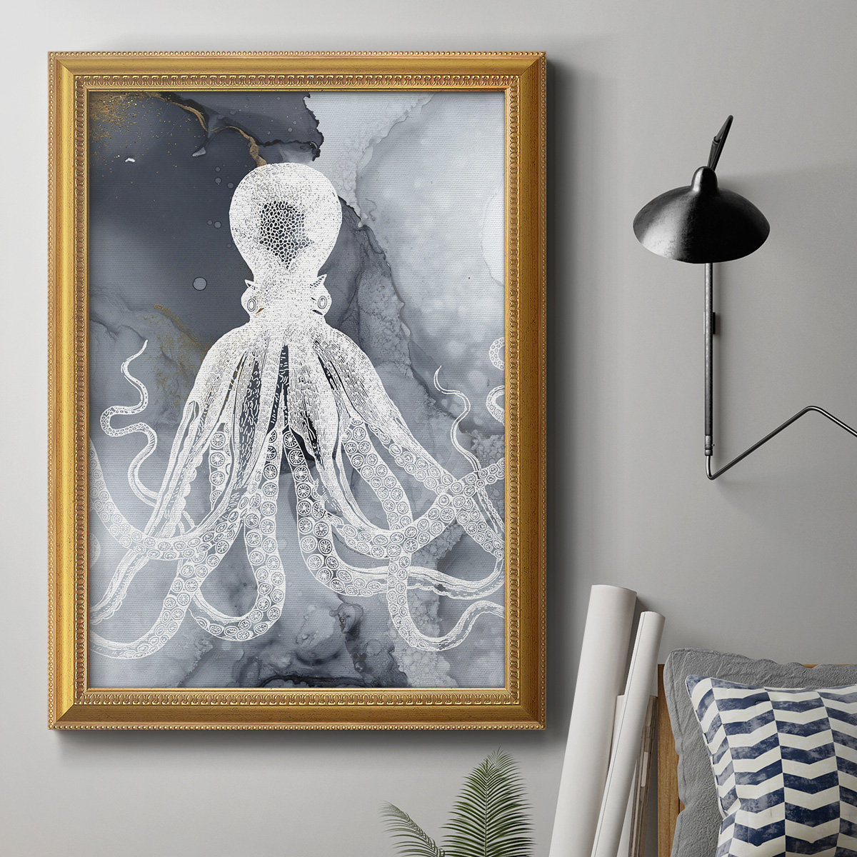 Rosecliff Heights Octopus Ink I Premium Framed Canvas- Ready To Hang ...
