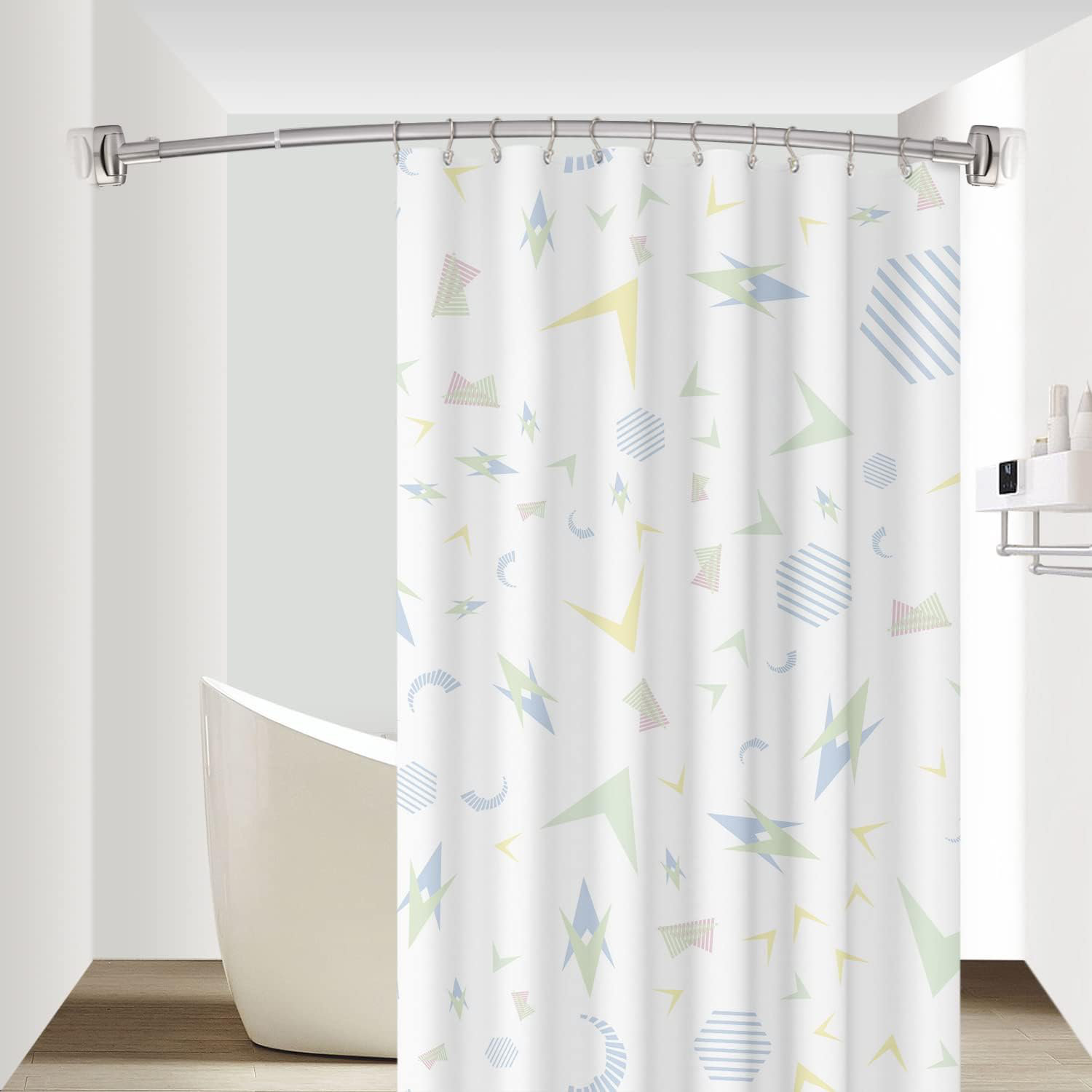 MABOSY Ound Shower Curtain Rod 48-72 Inches Adjustable Rounded Bowed ...