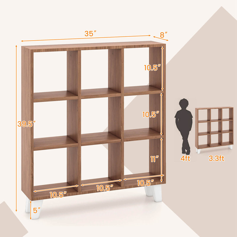 Ebern Designs 2 Pcs 9-cube Bookcase With 6 Removable Shelves Raised ...