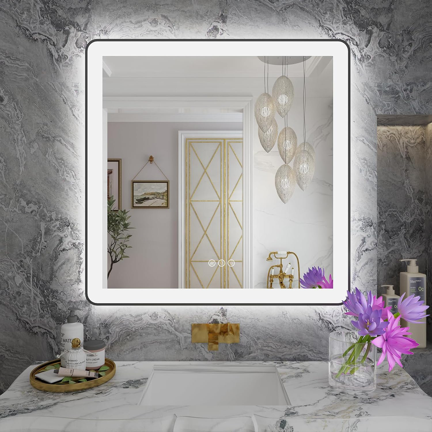 Ivy Bronx Keyaira Aluminum Rectangle LED Wall Mirror | Wayfair