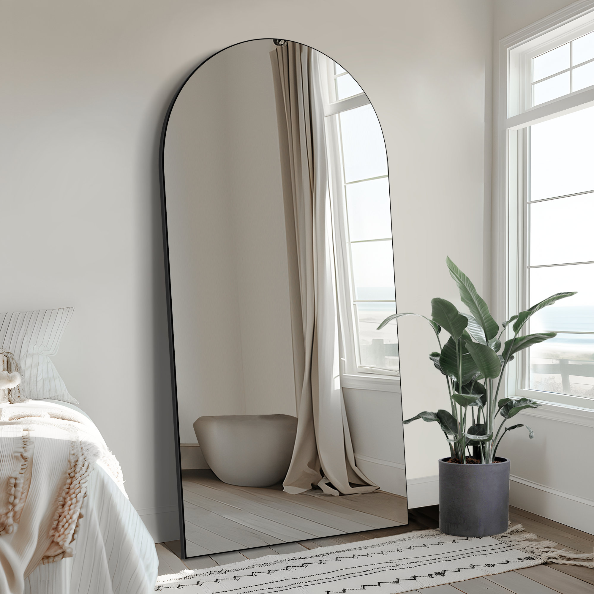 Ivy Bronx Loebel Solid Wood Arch Wall Mirror & Reviews | Wayfair