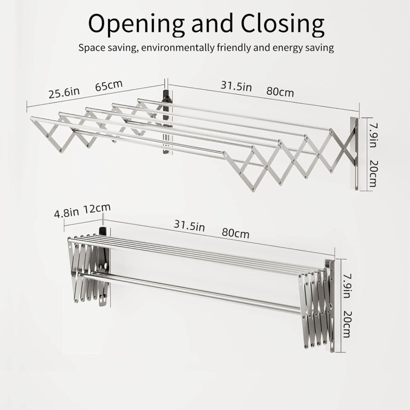 Hoomic Metal Foldable Wall-Mounted Drying Rack | Wayfair