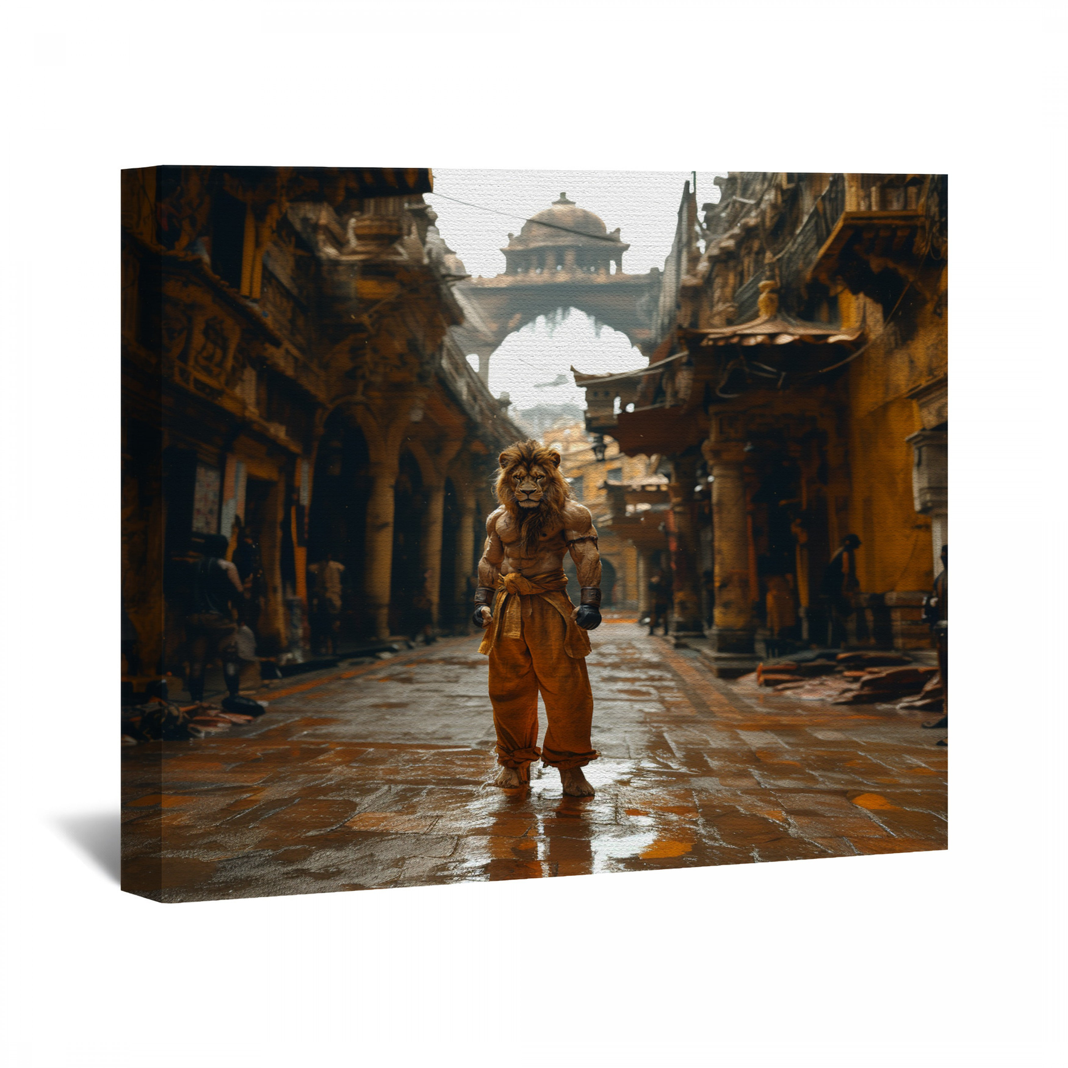 Latitude Run® Lion Canvas Wrap - Urban Wall Decor | Wayfair