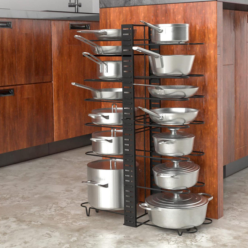Latitude Run® Adjustable Pot Rack, or Lids - Durable Iron Pot Stacker ...