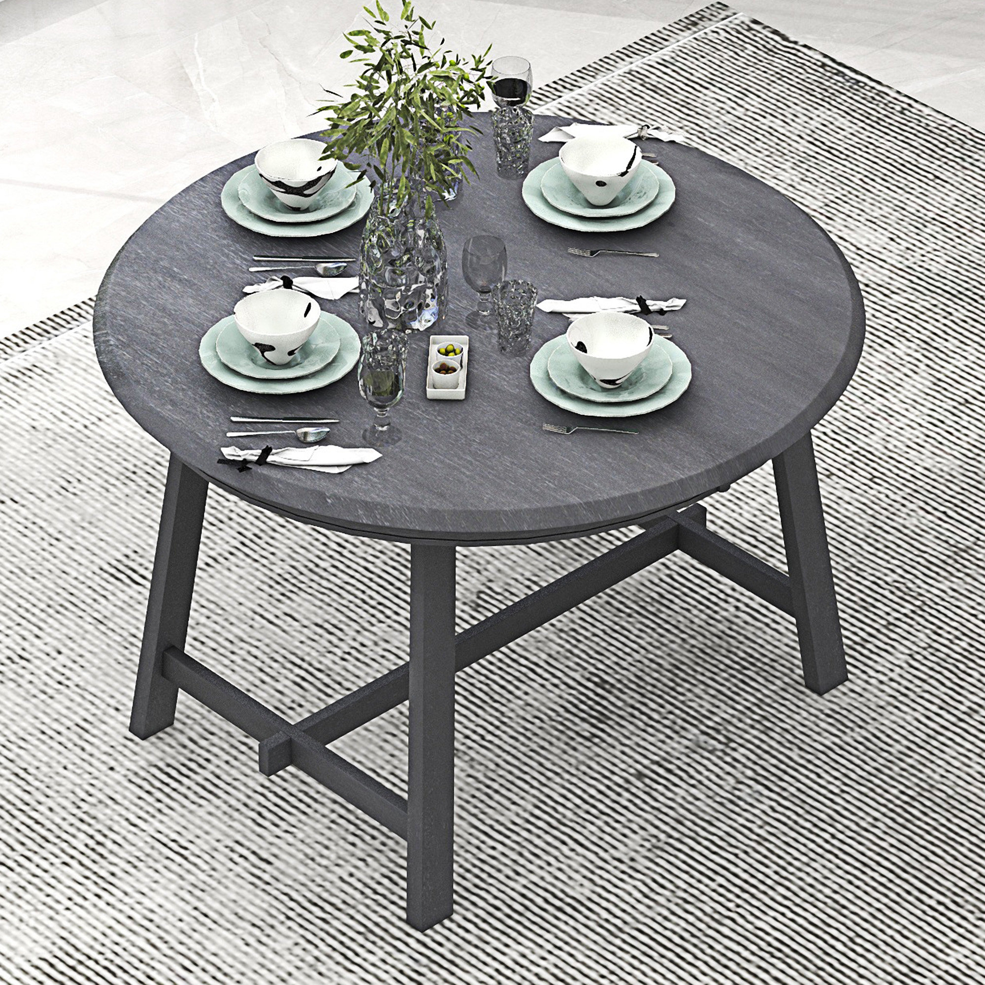 Gracie Oaks Wood Dining Table Round Extendable Dining Table For Dining ...