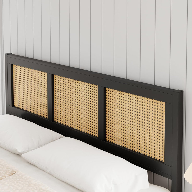 Bay Isle Home™ Full Size Rattan Bed Frame With Headboard | Wayfair