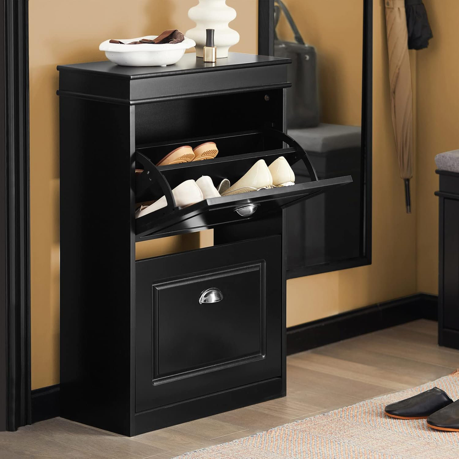 Red Barrel Studio Slim Flip-Drawer Shoe Cabinet With Doors ...
