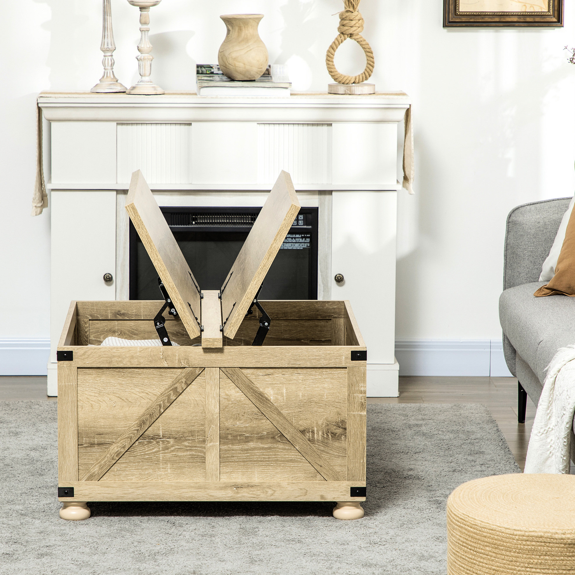 August Grove® Square Coffee Table For Living Room - Storage With Lift ...