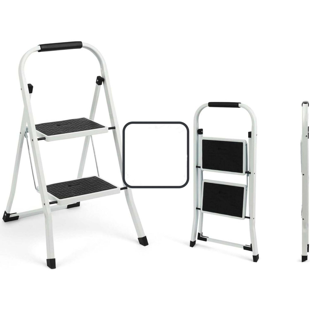 Latitude Run® Step Ladder, 2 Step Stool Ergonomic Foldable With Wide ...