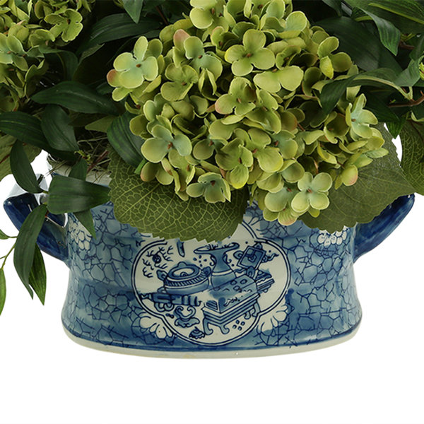 Creative Displays, Inc. Hydrangea and Ruscus Arrangement in Ceramic Pot ...