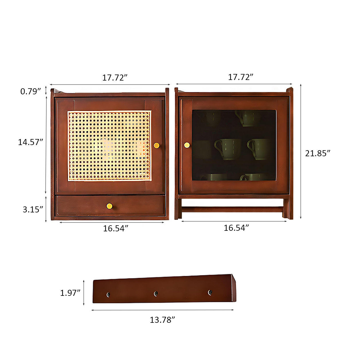 Organix Pattern 17.72"Nordic solid wood wall-mounted shelf display ...