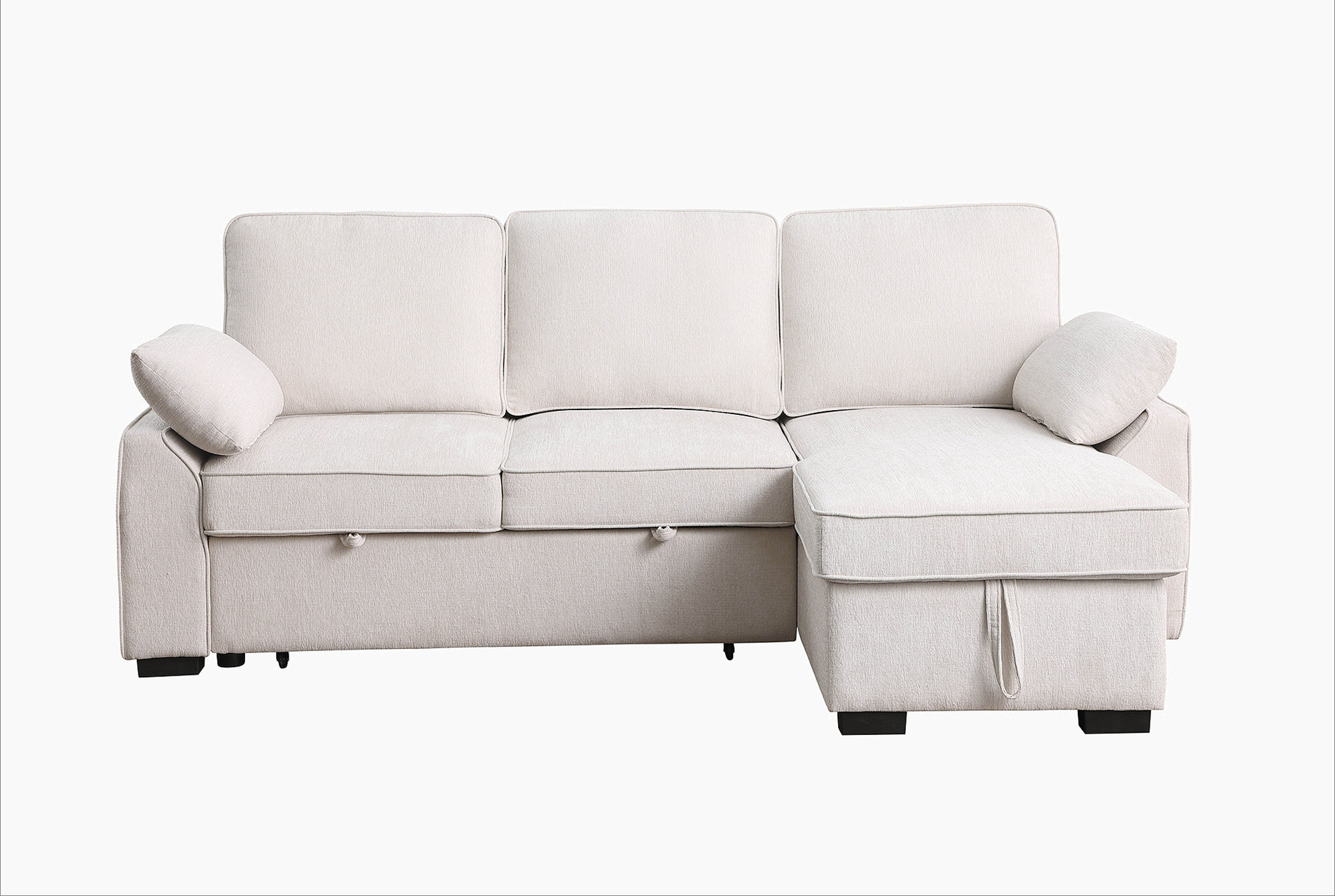 Latitude Run® Mackenzie 91"W Beige Chenille Fabric Sleeper Sectional ...
