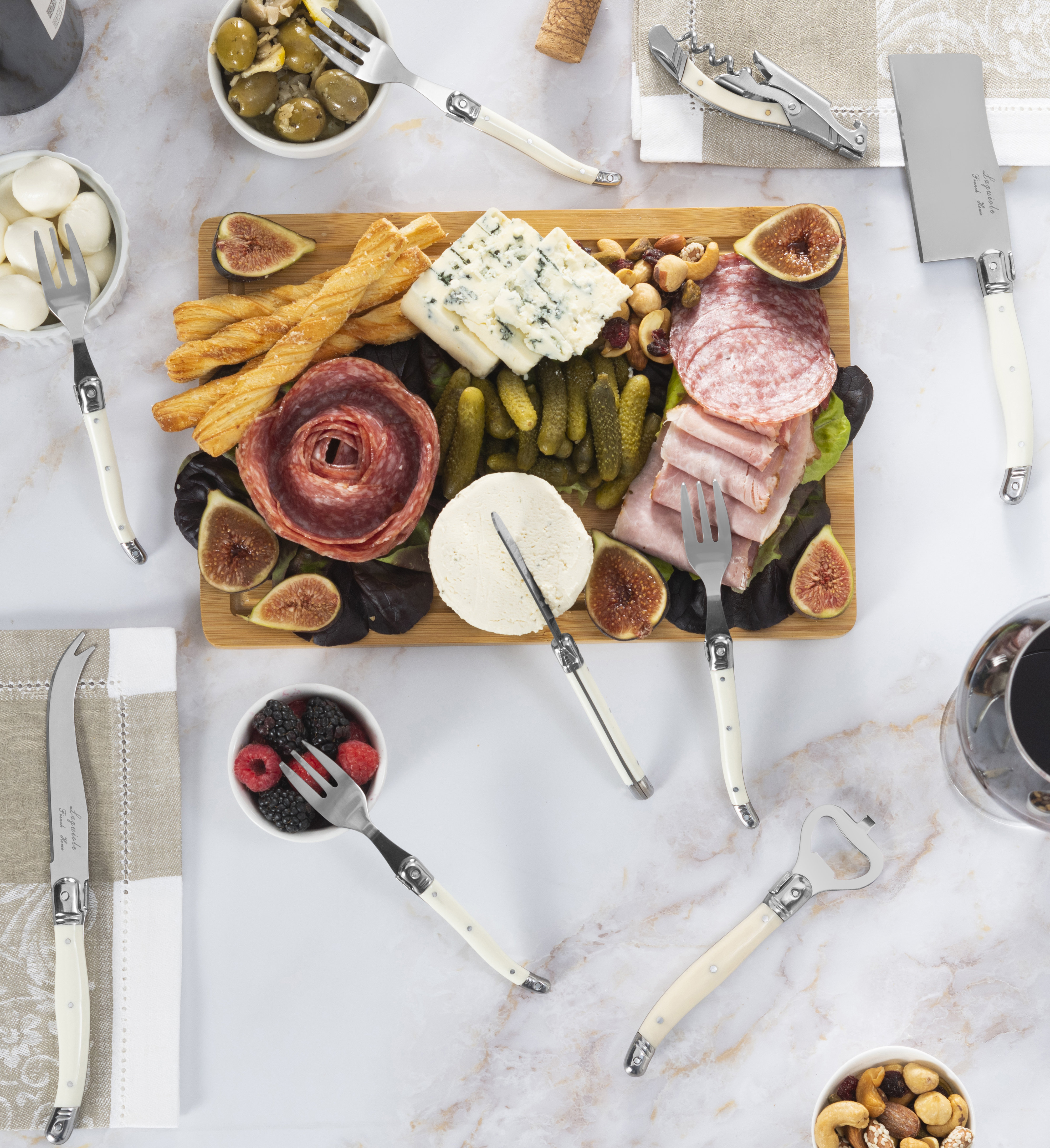 French Home Laguiole Essential 9-Piece Charcuterie and Barware Set with ...