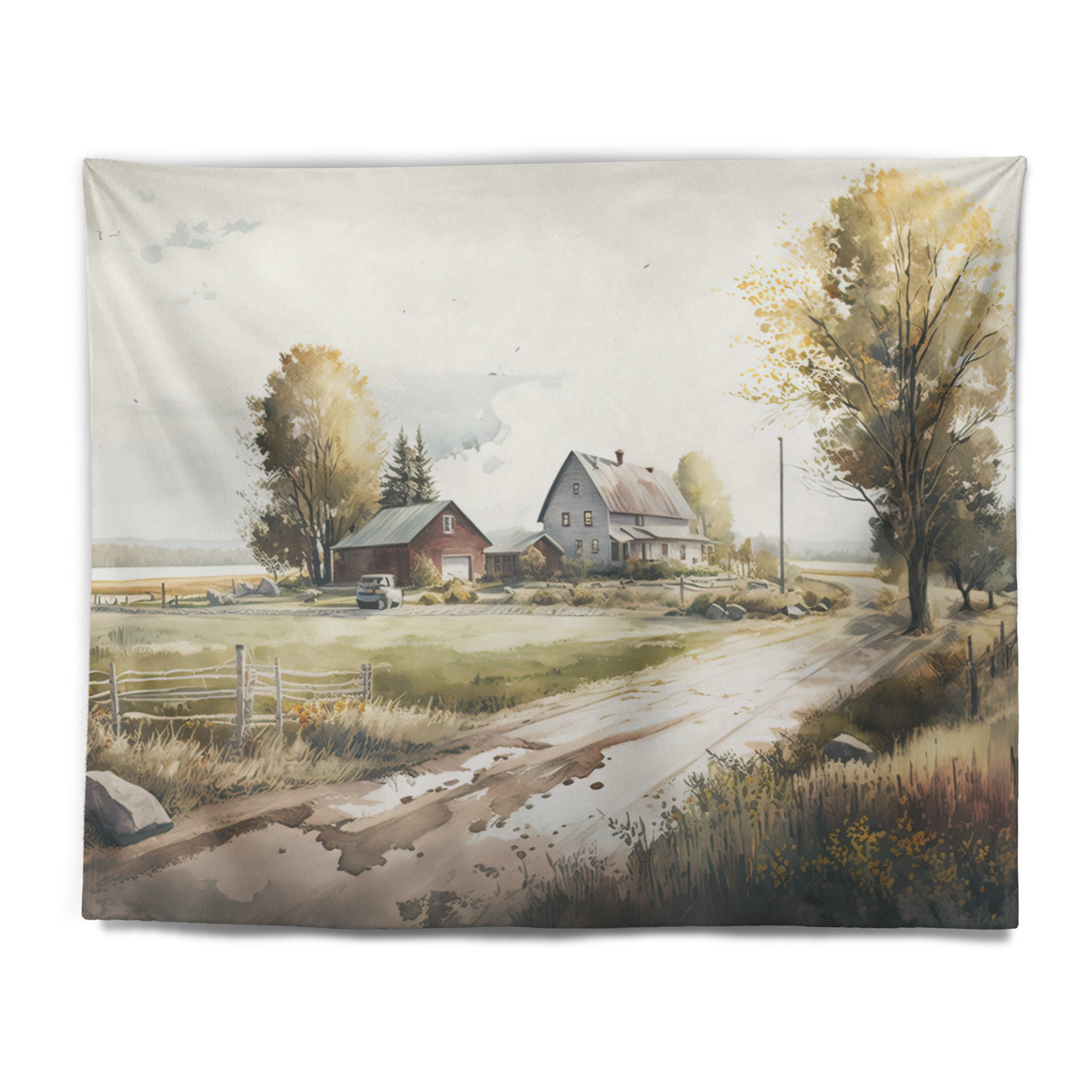 August Grove® Polyester Path To The Barn II Tapestry with Pushpins ...