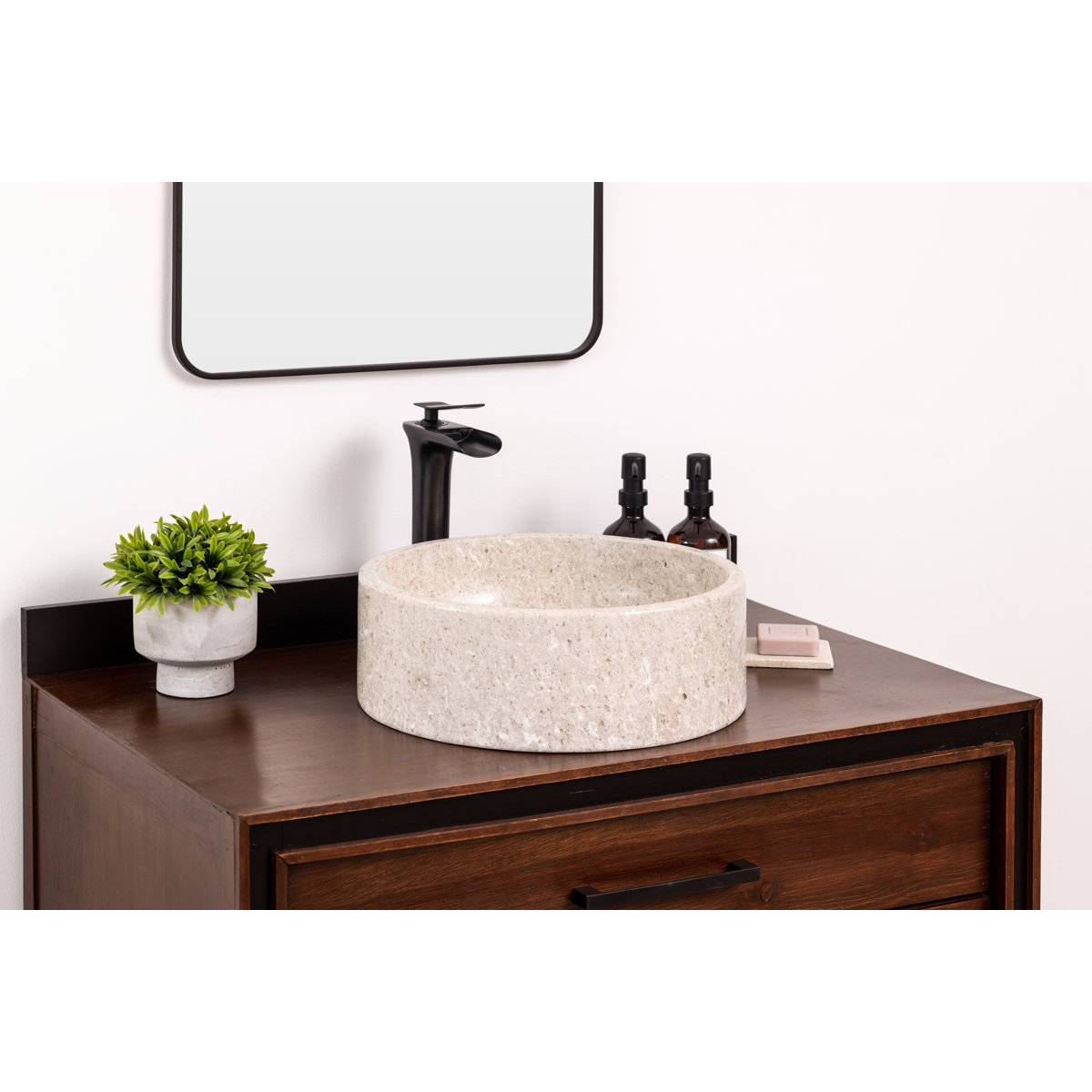 Laguna Marble Valova Stone Circular Vessel Bathroom Sink - Wayfair Canada