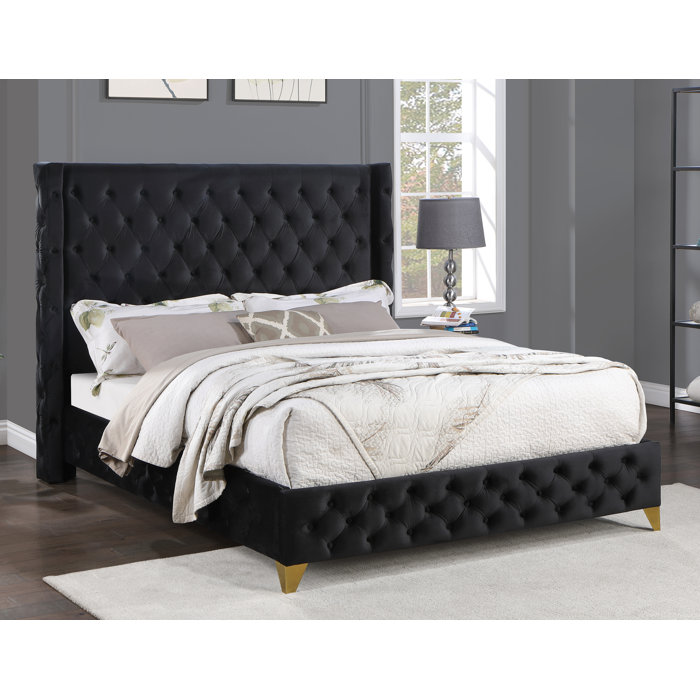 Willa Arlo Interiors Ong Upholstered Metal Wingback Bed & Reviews | Wayfair