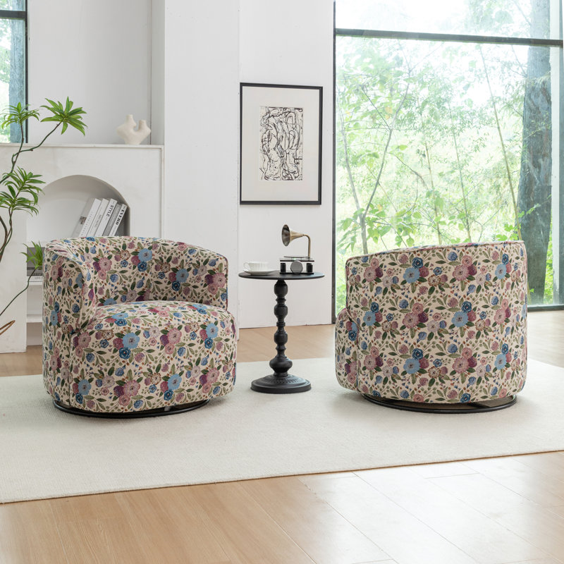 Lark Manor™ Bryonie Upholstered Swivel Barrel Chair | Wayfair