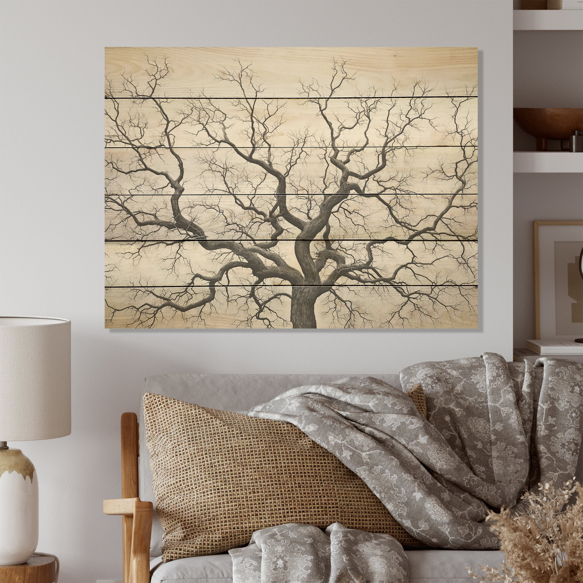 Winston Porter Minimalism Black And White Trees Oak I - Tree Oak Wood ...
