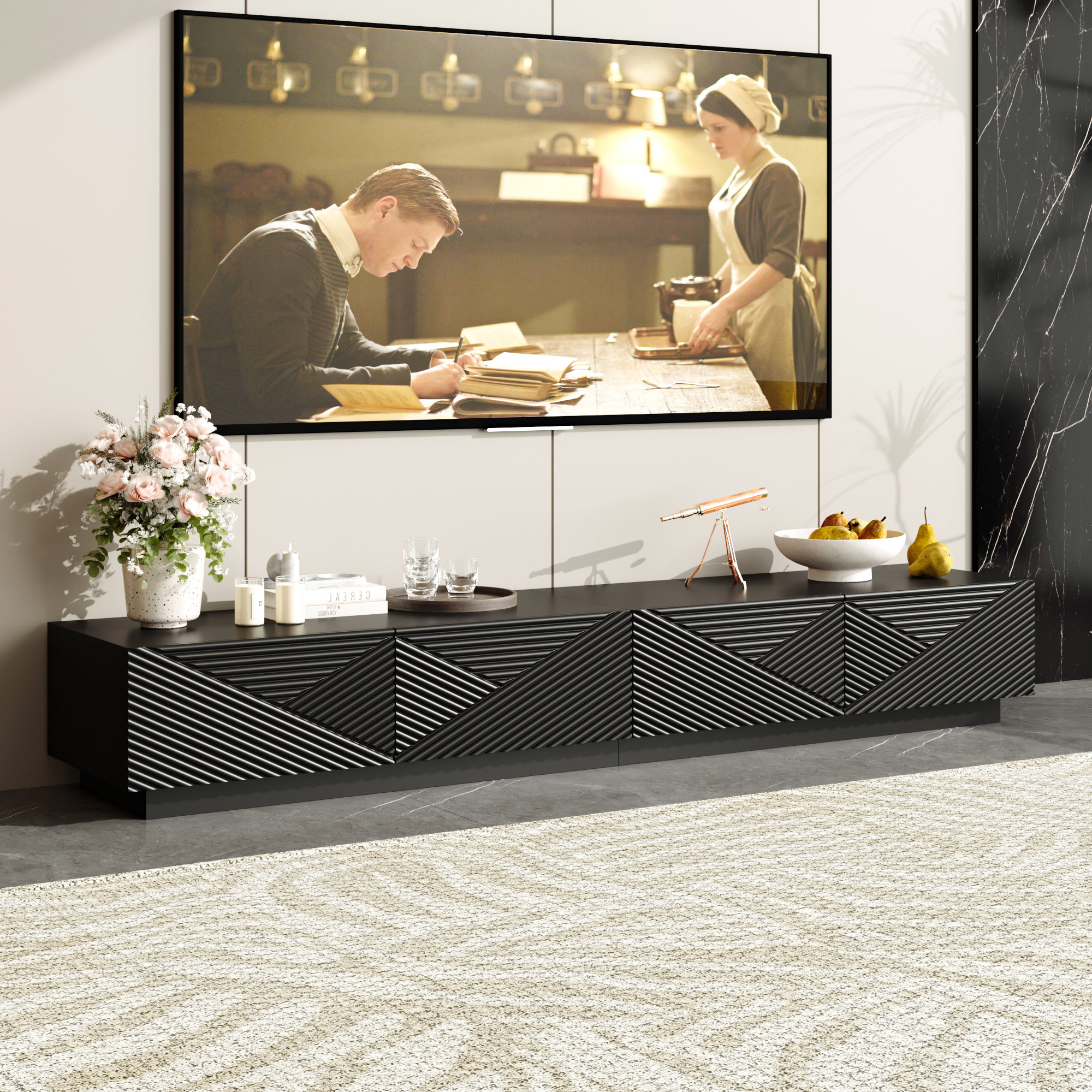 Hokku Designs Media Console TV Stand With Drop-Down Doors | Wayfair
