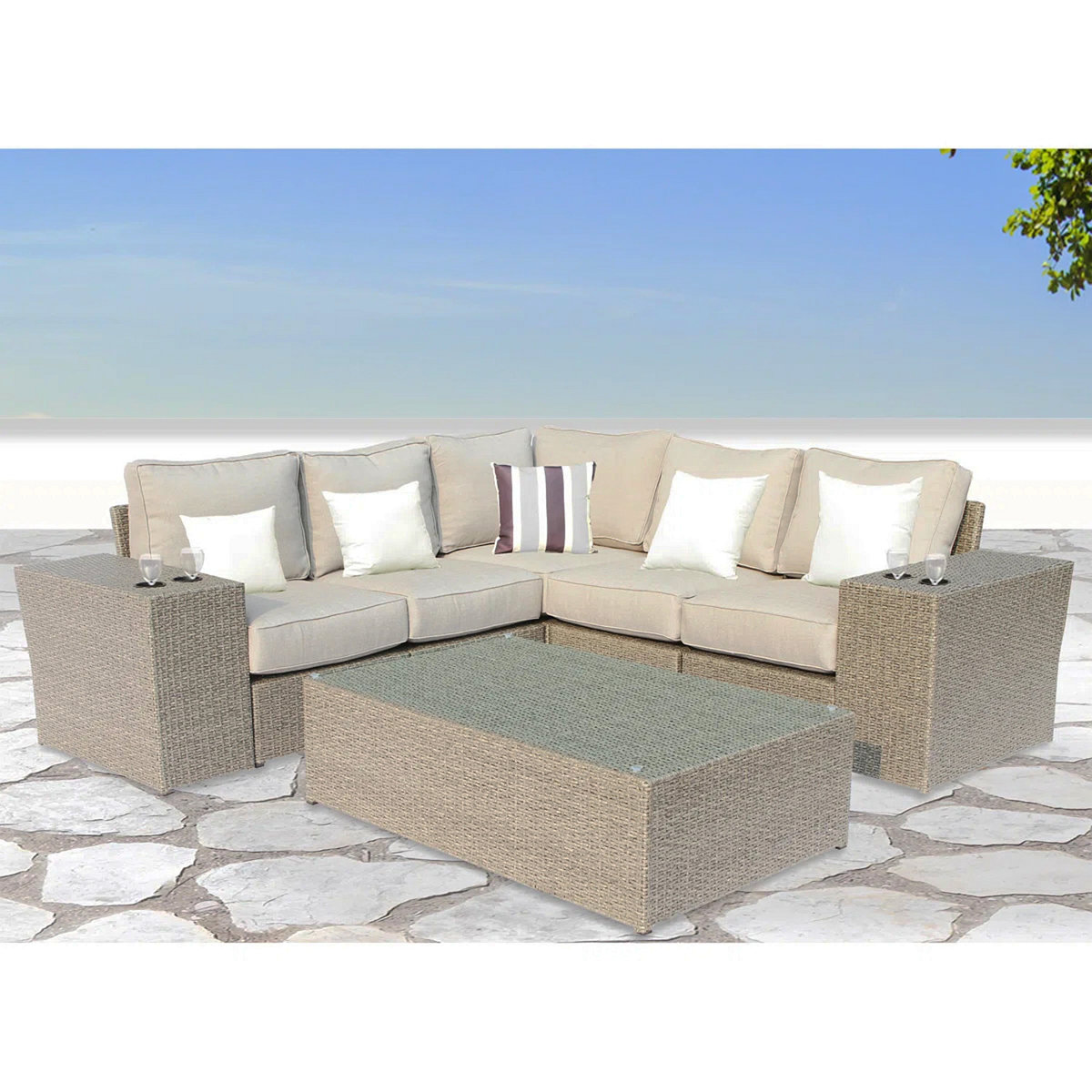 Latitude Run® Fully Assembled 4-Seat Outdoor Wicker Sectional With ...