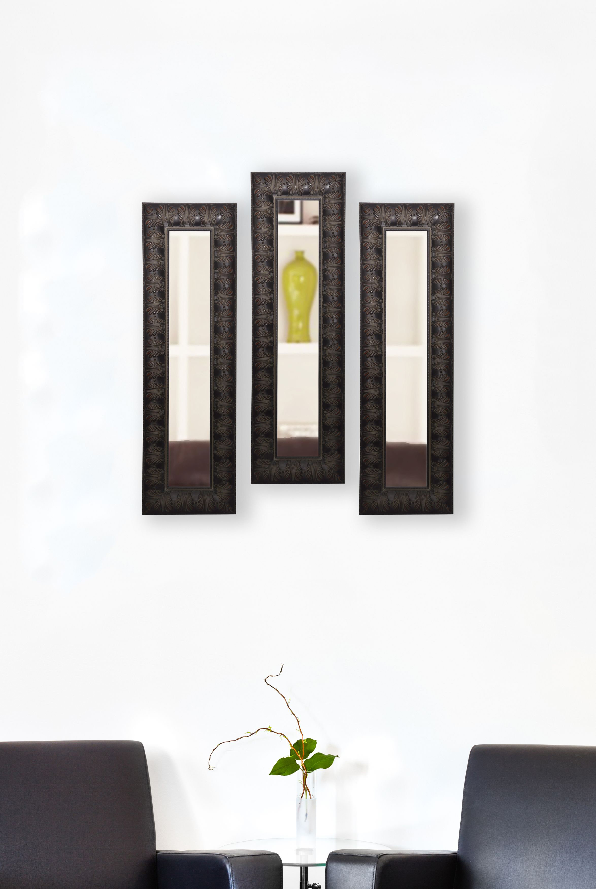 Astoria Grand 3 Piece Derrell Feathered Panels Accent Mirror Set ...
