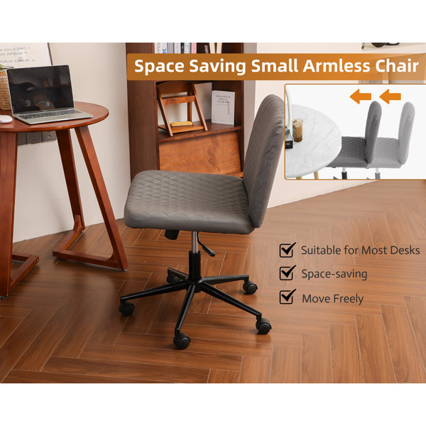 Ebern Designs Pu Leather Armless Task Chair-small Office Desk Chair ...