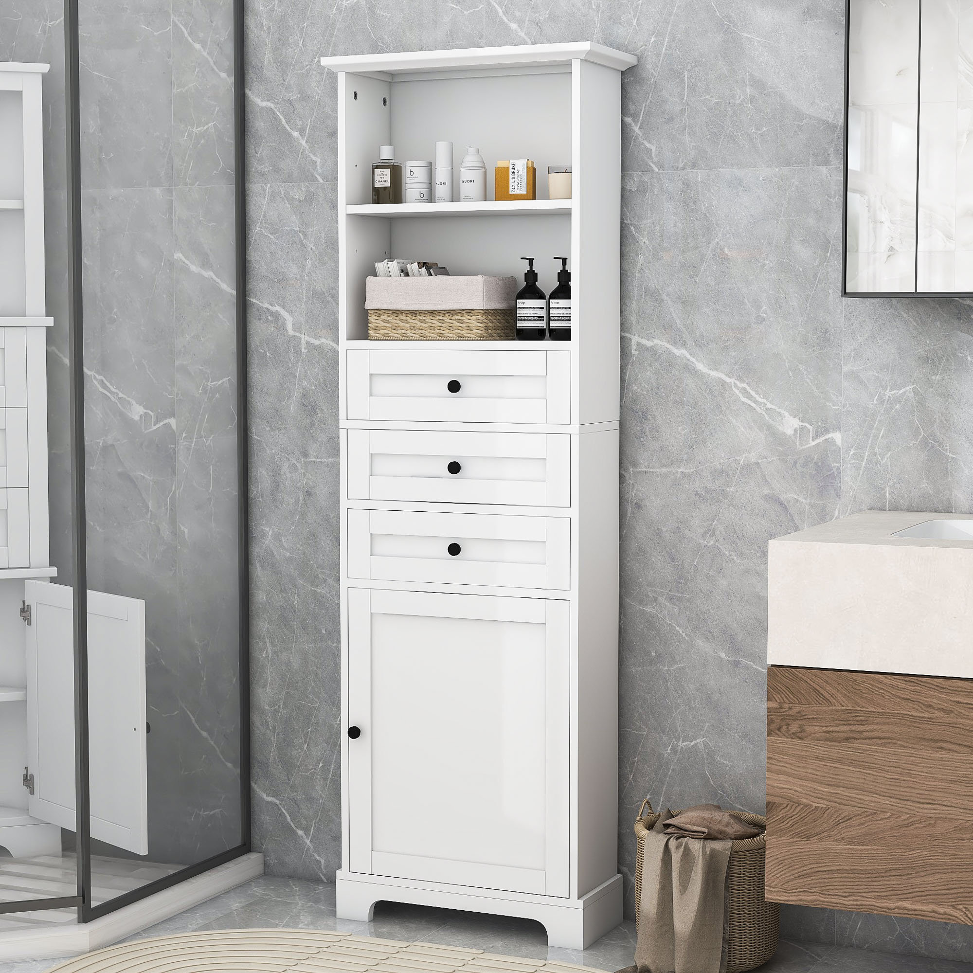Red Barrel Studio Armoire de salle de bain autoportante Flanning et ...