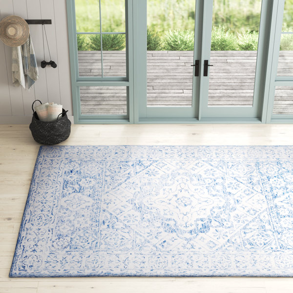 Clarktown Hand Tufted Wool Pale Blue/Ivory Rug & Reviews | Birch Lane