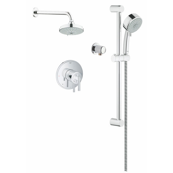 GROHE Timeless Thermostatic Complete Shower System with Rough-in Valve ...