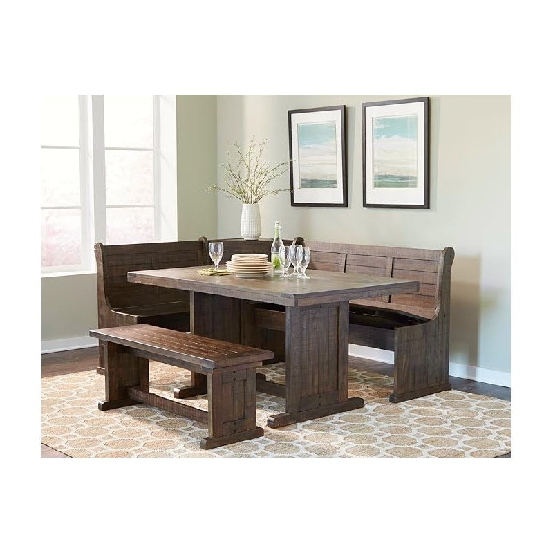 Canora Grey 3-Piece Farmhouse Wood Breakfast Nook Set with Hidden ...