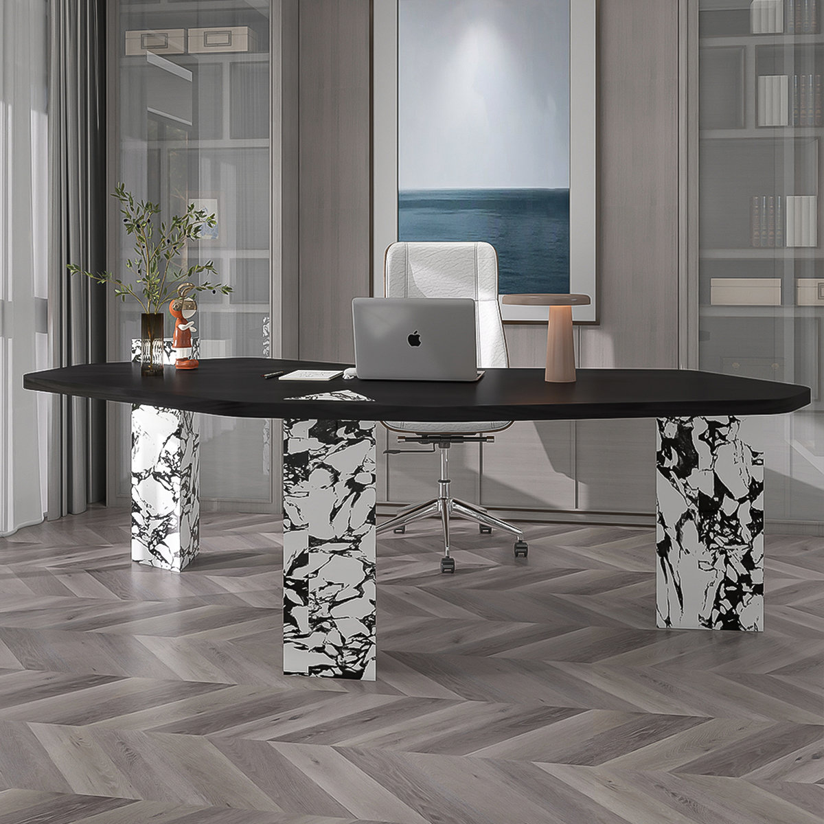 Orren Ellis Italian Creative Solid Wood Irregular-Shaped Office Desk ...