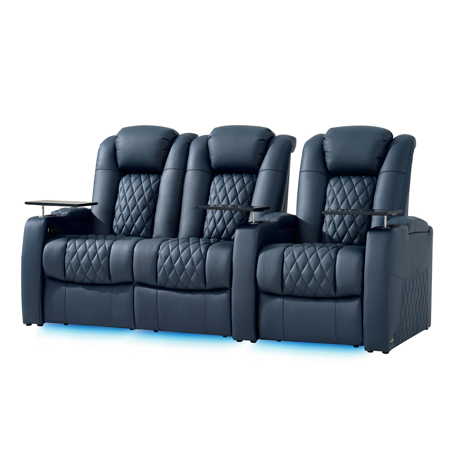 Ivy Bronx Leather Home Theater Seating Dual Power Movie Theater Chairs ...