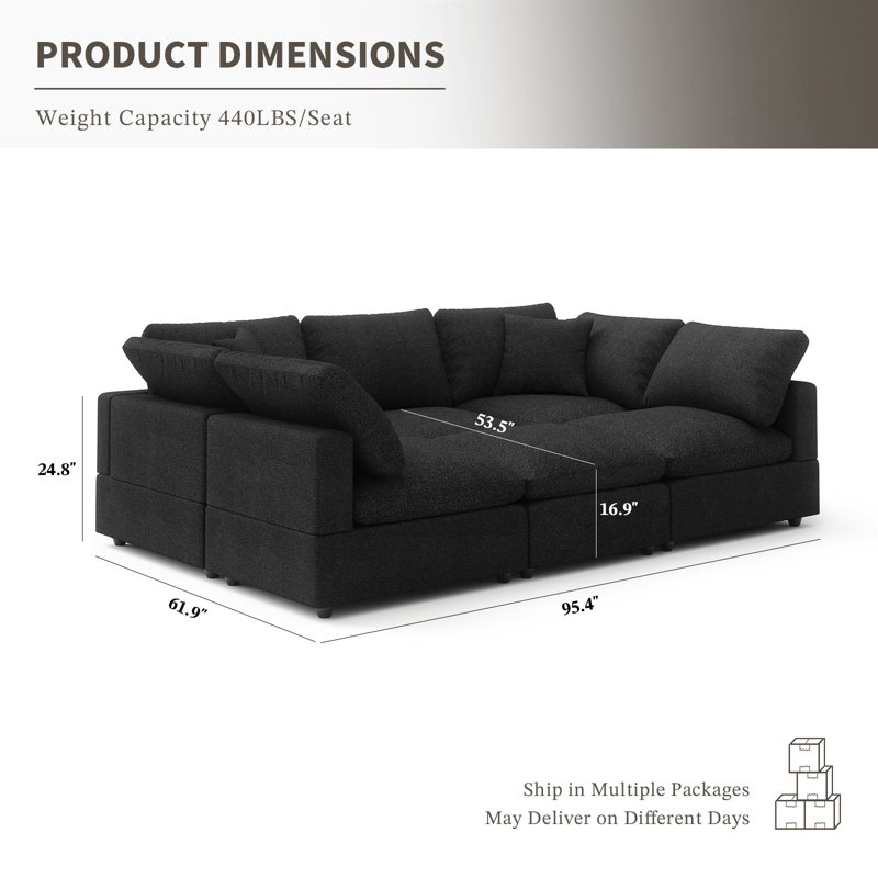 Latitude Run® Sectional Sofa Comfy Cloud Couch for Living Room, Modern ...