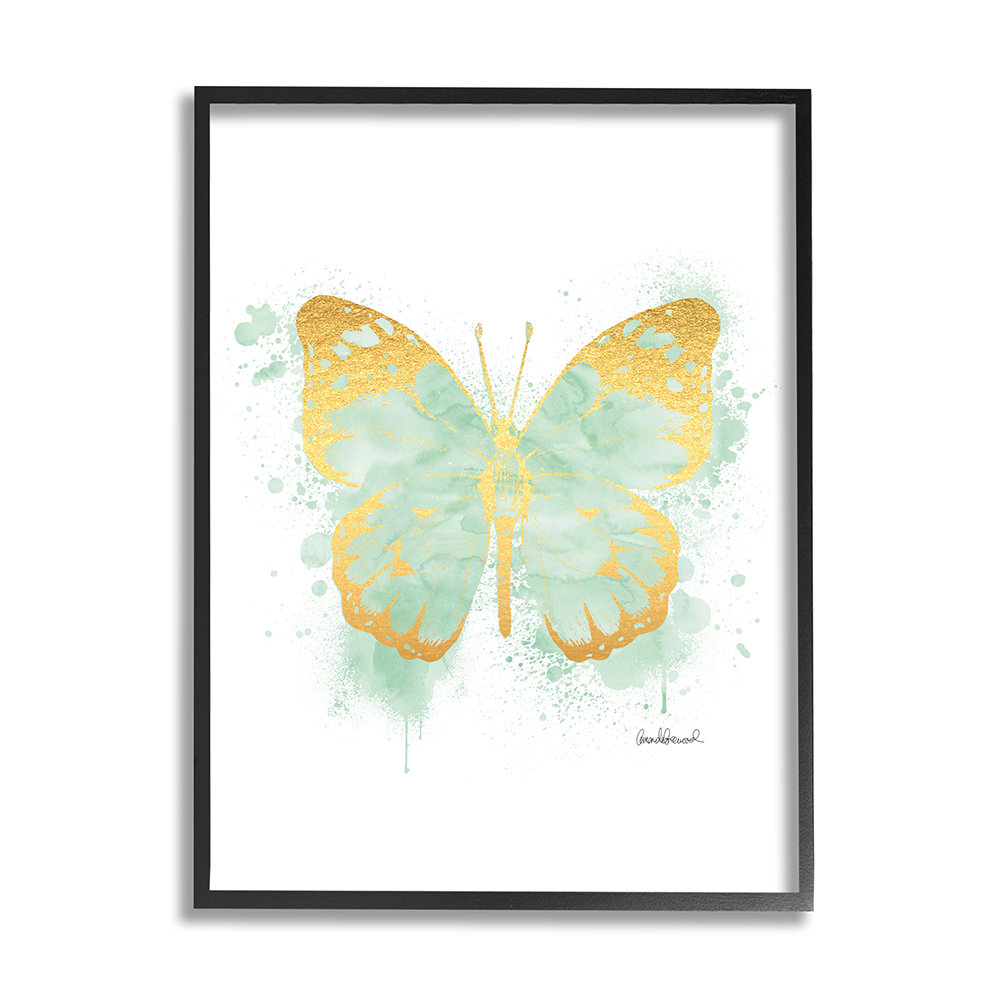 Rosdorf Park Seafoam Green Butterfly Watercolor Paint Splatter by ...