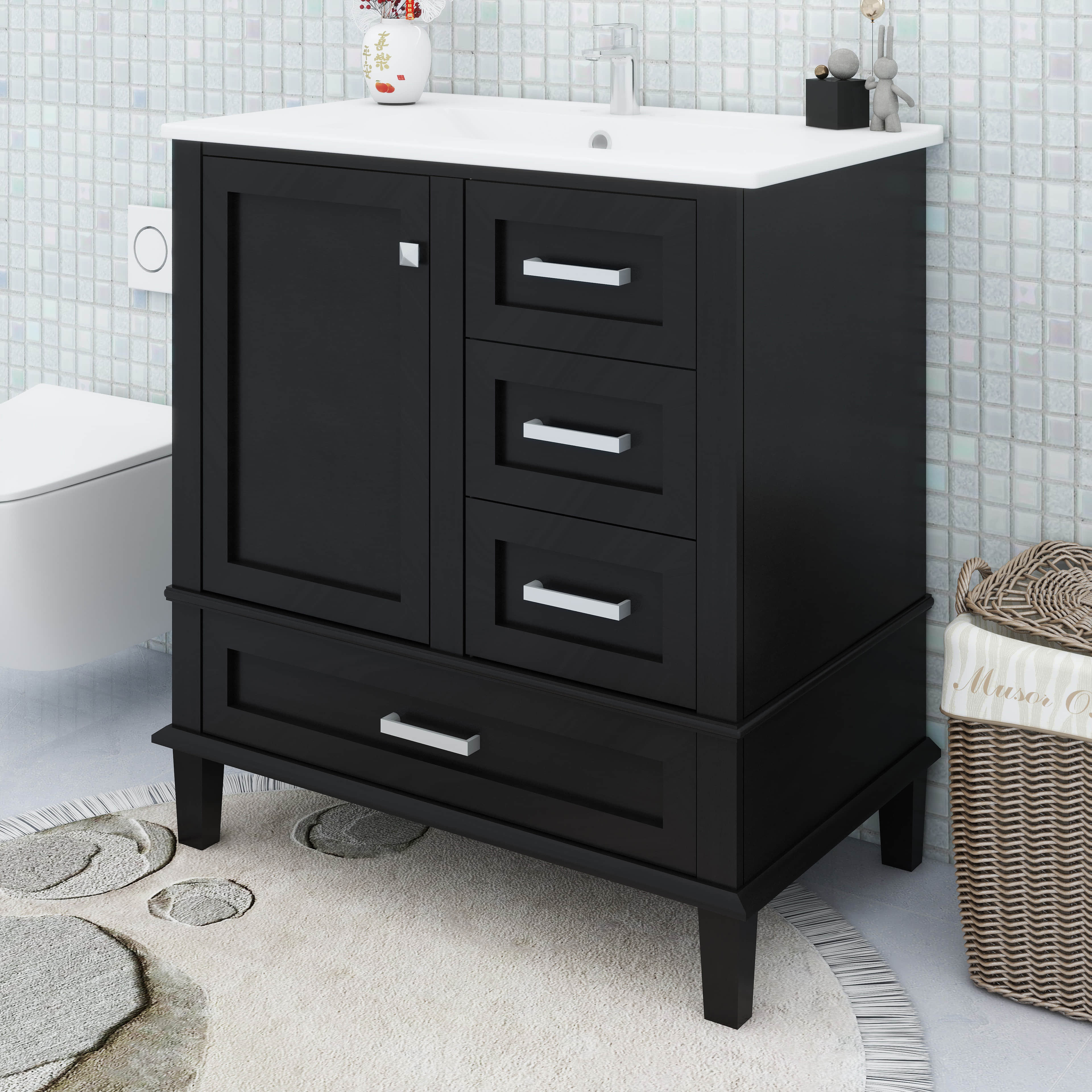 Hokku Designs 30 Inches Modern Bathroom Vanity With Sink Combo, 3 ...