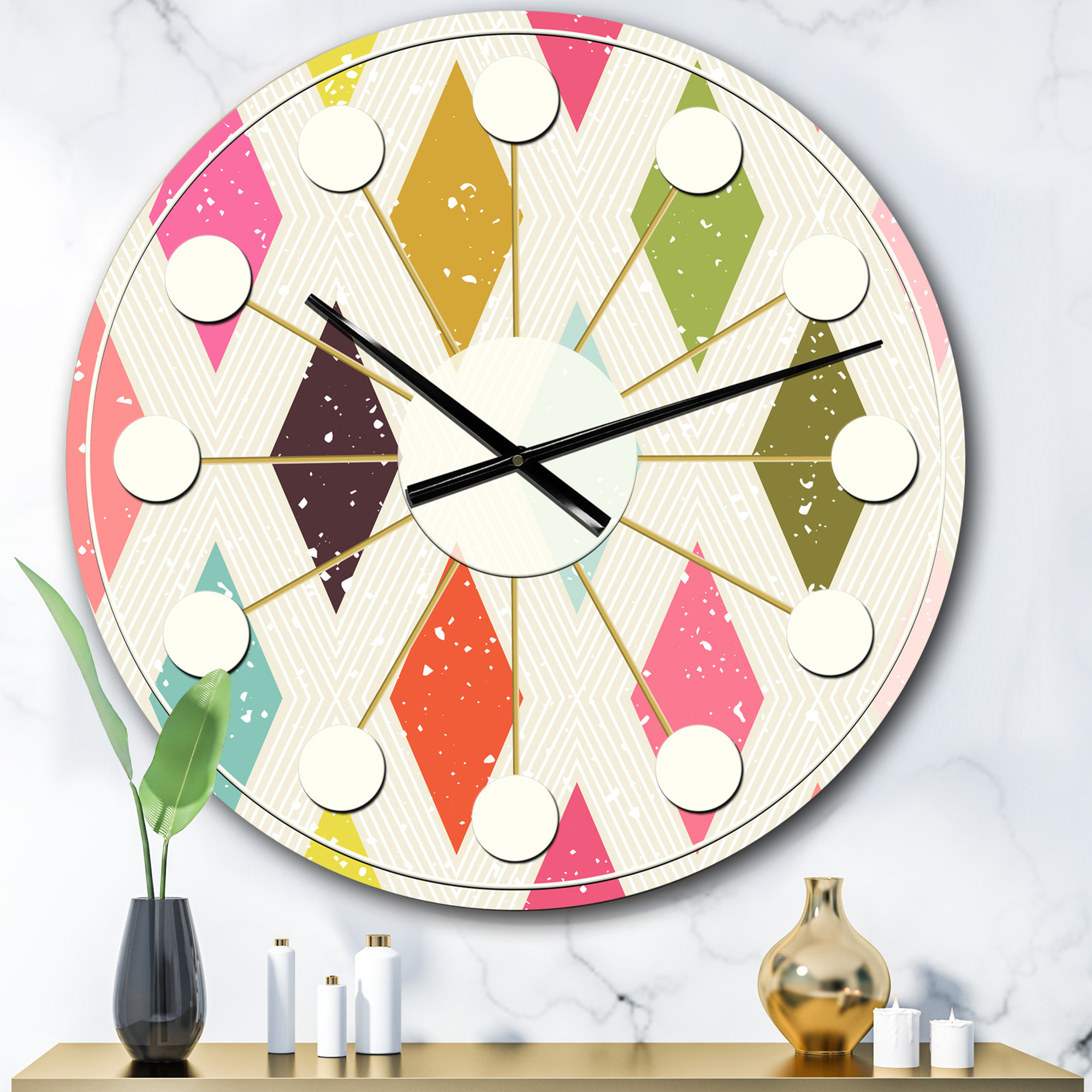 East Urban Home Diamond Retro III - Mid-Century Modern wall clock | Wayfair