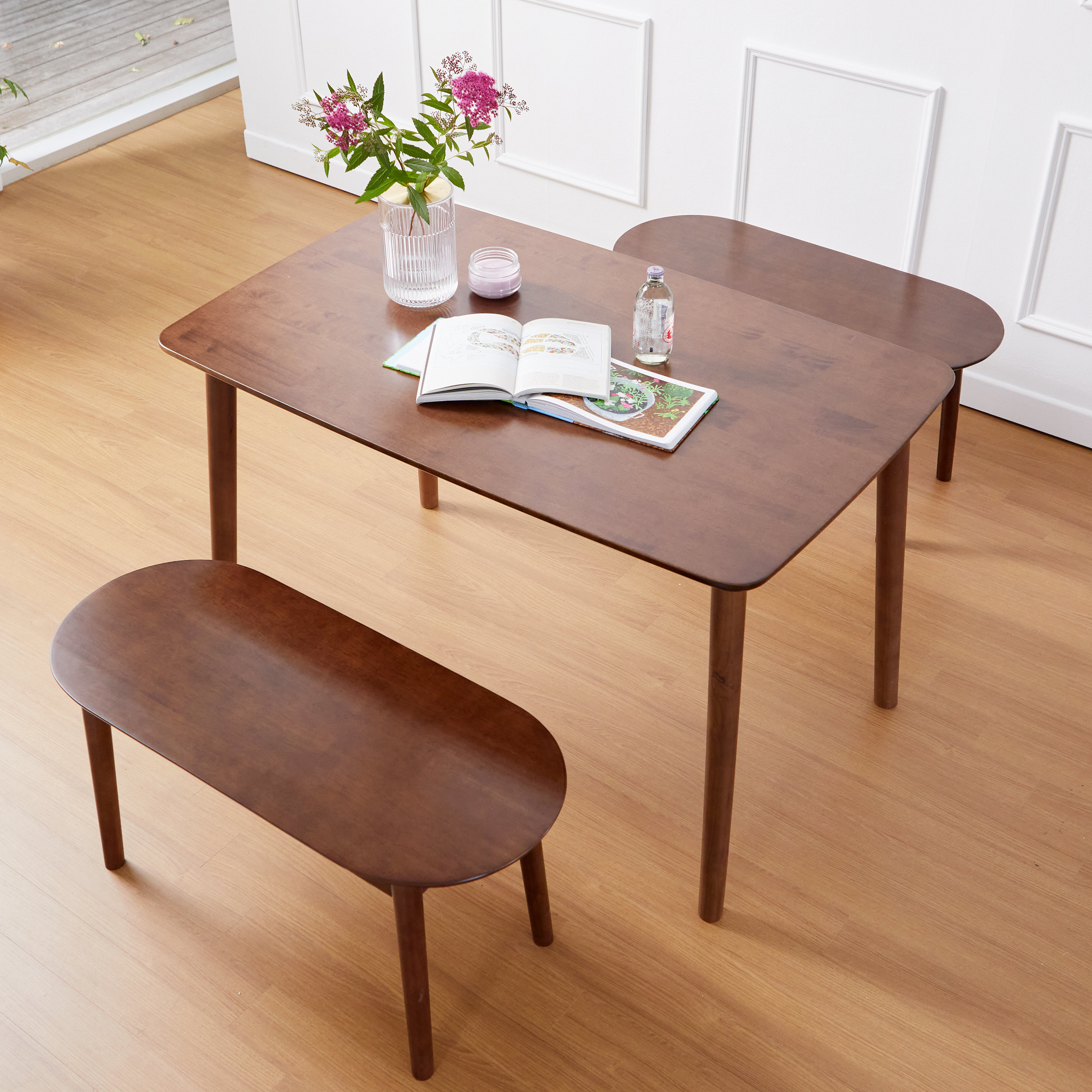 George Oliver Rowley 4 - Person Rectangular Solid Wood Dining Table Set ...