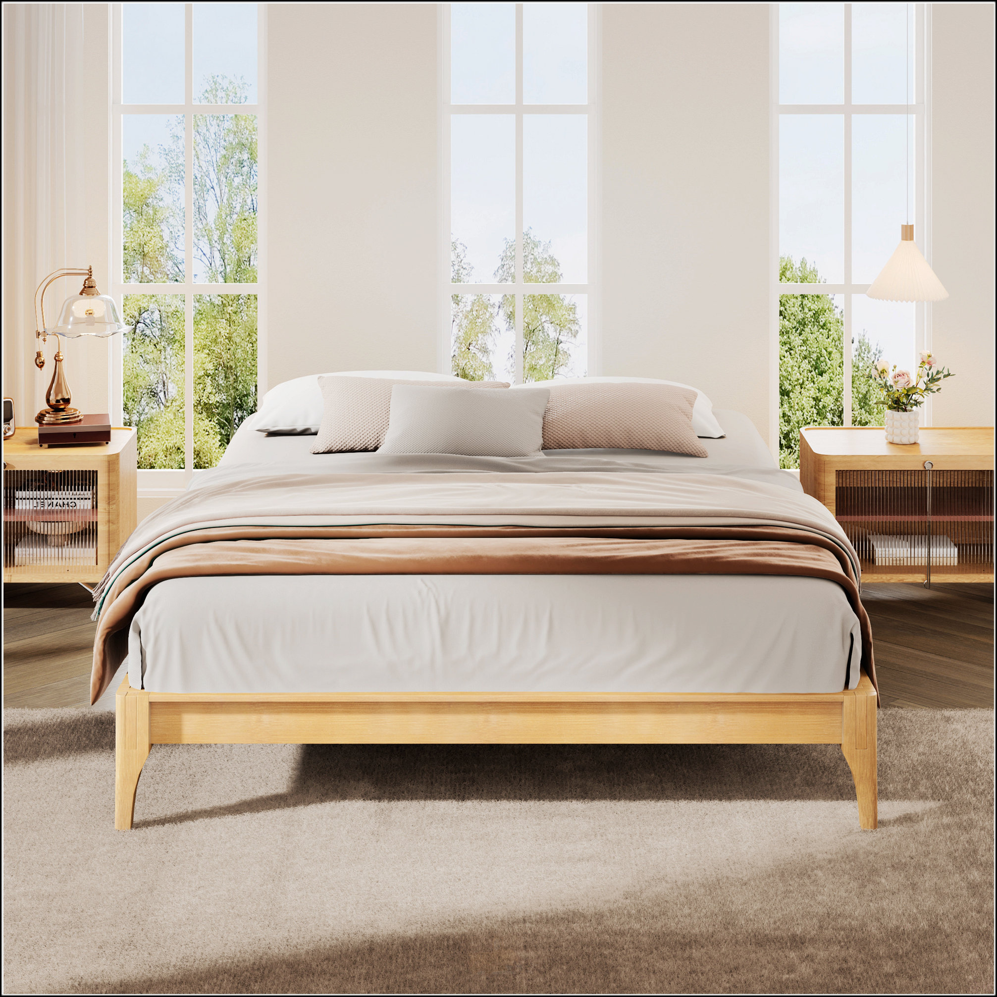 Latitude Run® 12 Inch Full Size Solid Dry Bamboo Wood Platform Bed ...