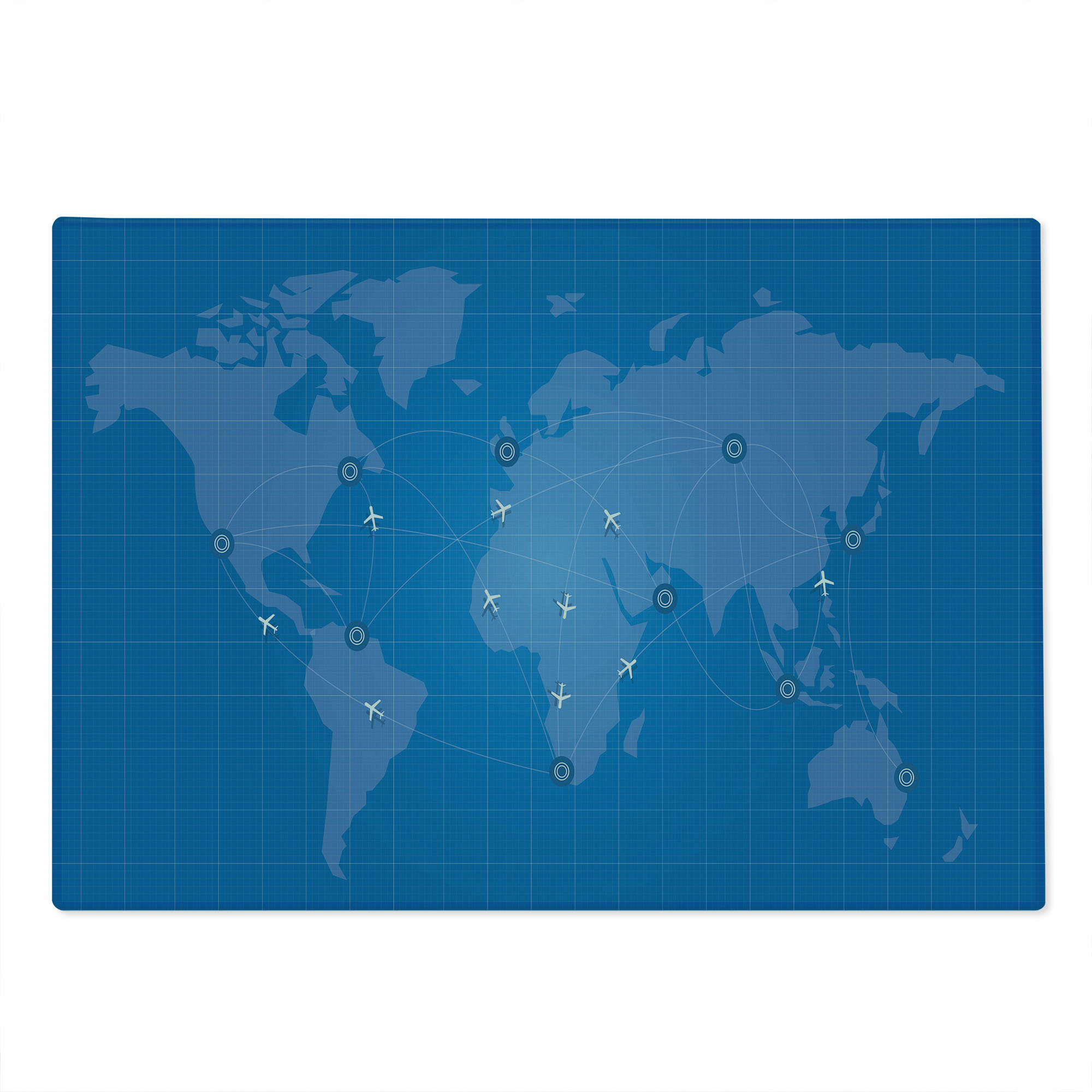 Ambesonne Airport Cutting Board Large Size Flight Routes on World Map ...