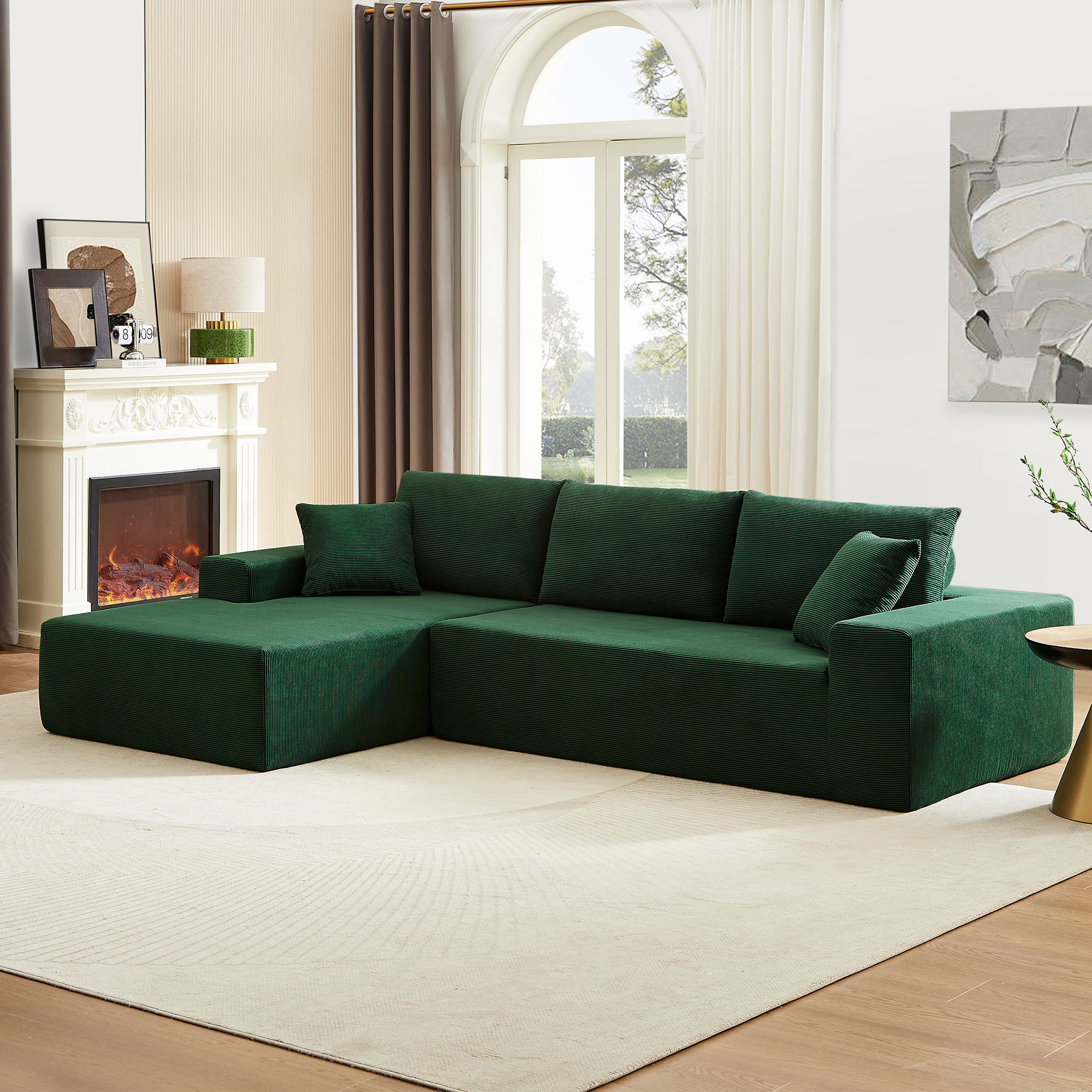 Latitude Run® Devaj 109'' Chenille Square Arm Modular | Wayfair