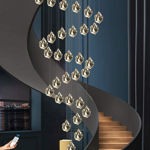 Everly Quinn Markiesha 32-Lights Silver Crystal Chandeliers 150 inch ...