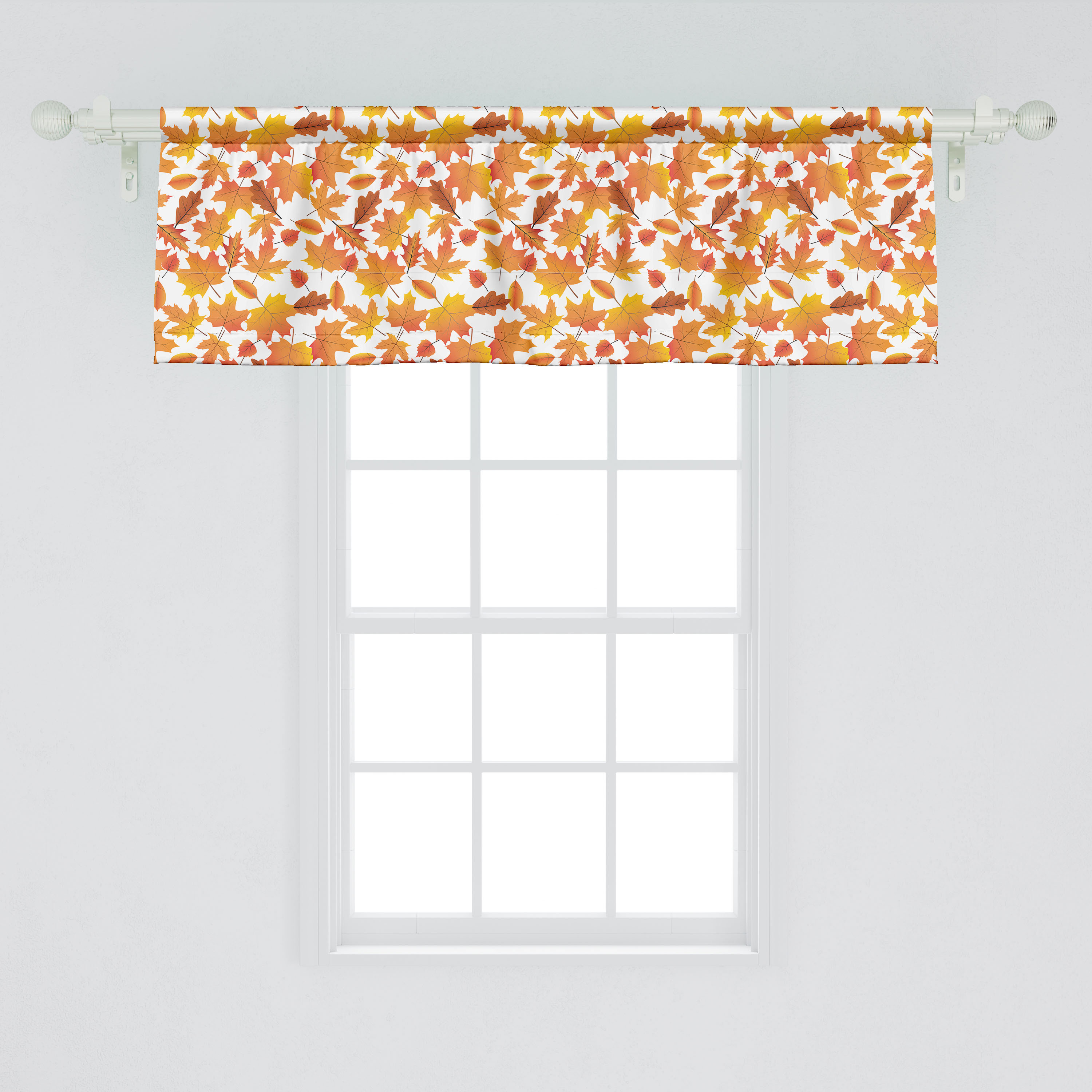 Ambesonne Burnt Orange Valance Pack of 2 Melancholia Fall Leafy 54"X18 ...