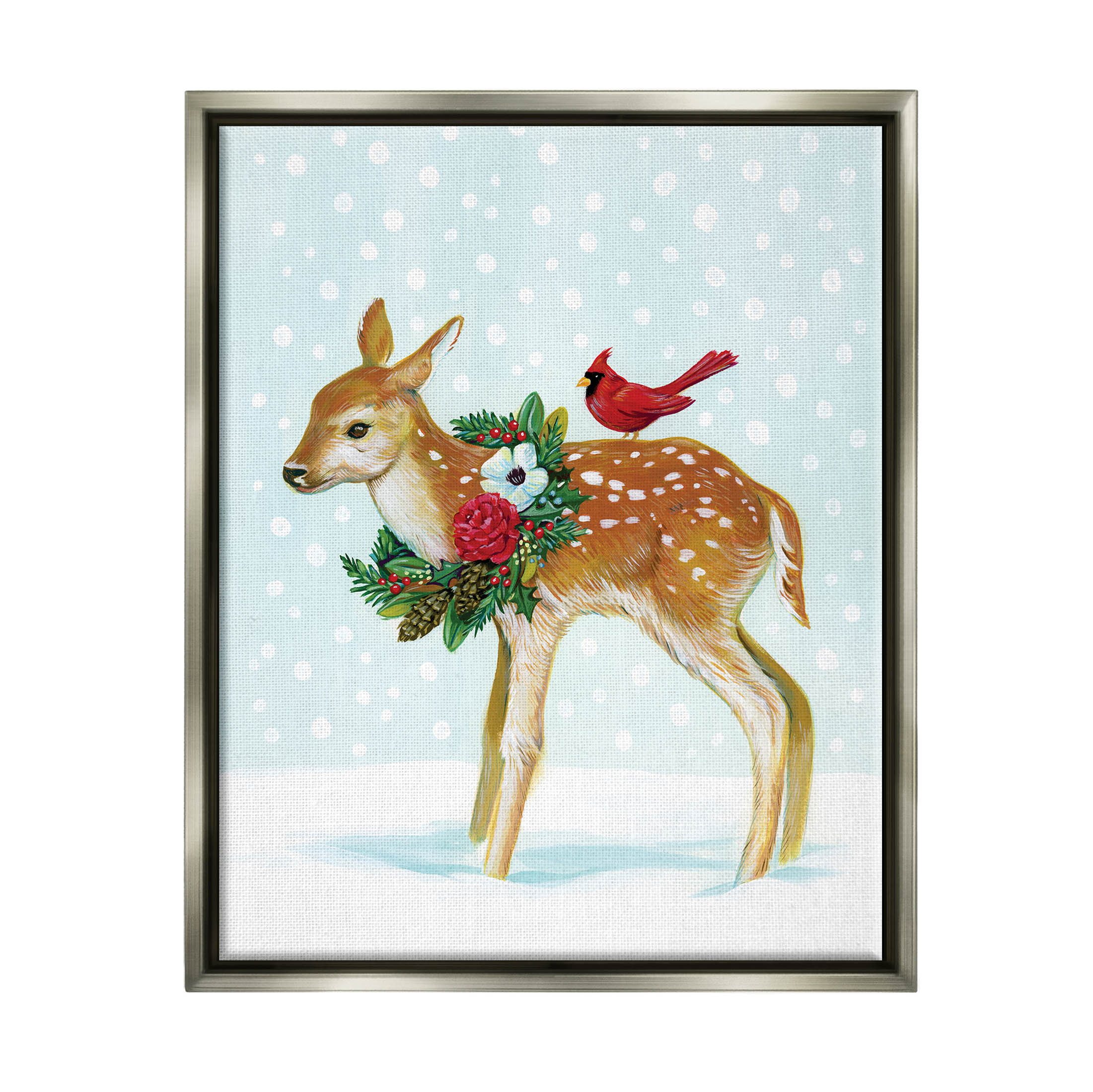 The Holiday Aisle® Snowy Deer Holiday Cardinal Giclee Art By Laura Marr ...