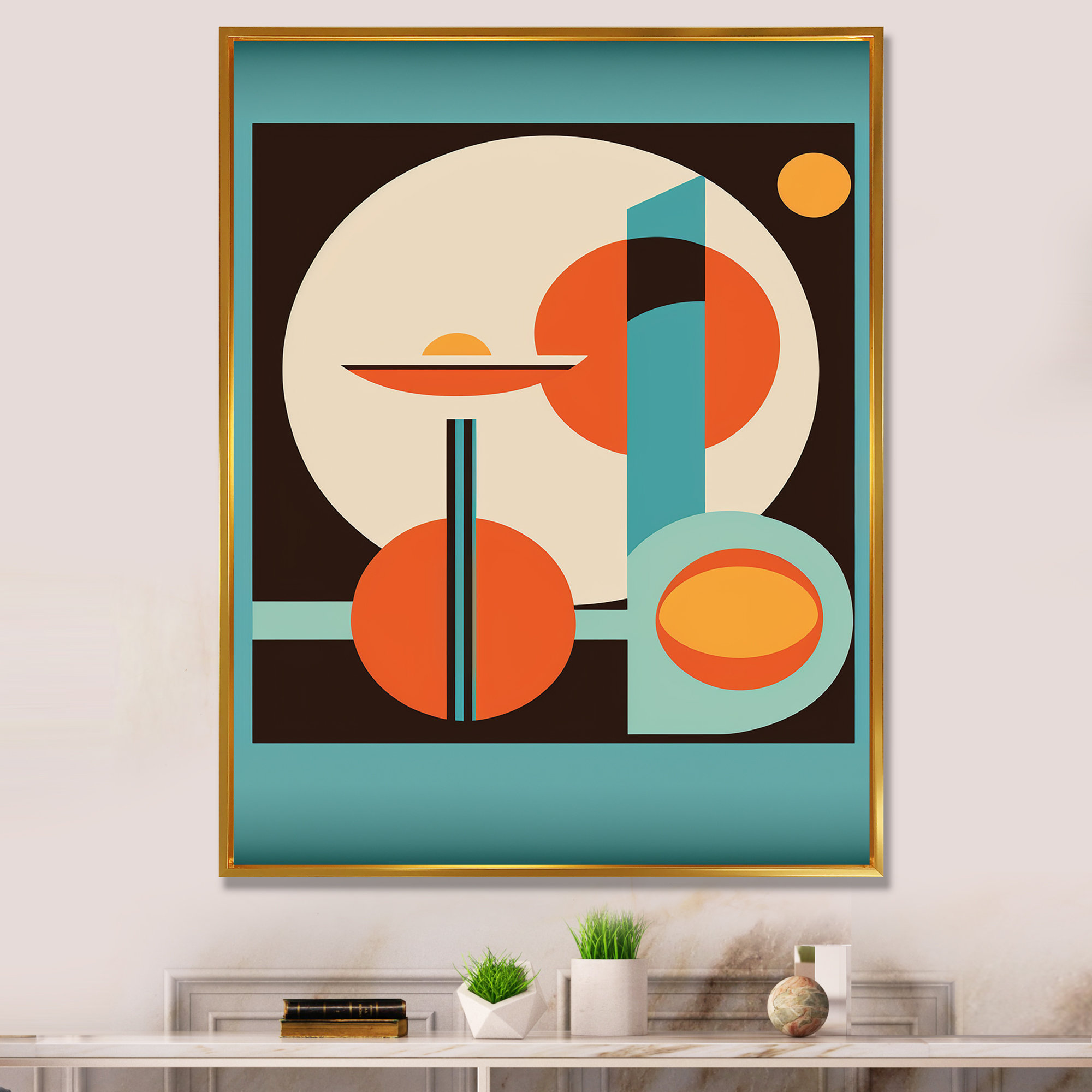 Design Art Vintage Mid-century Graphics II - Floater Frame Print on ...