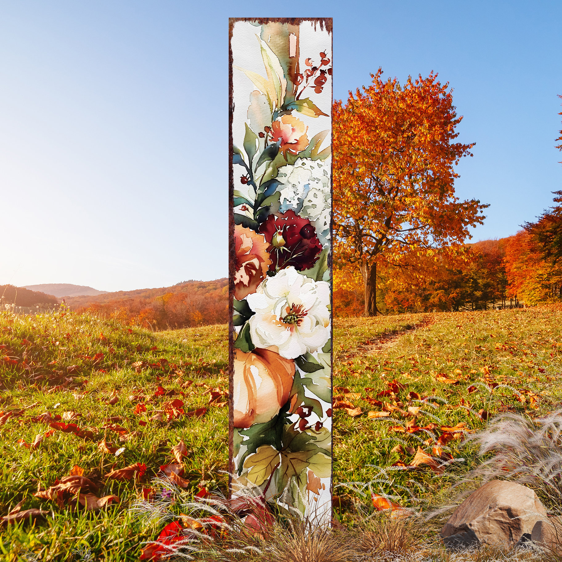 Winston Porter 42in Fall Garden Stake | Watercolor Fall Pumpkin Decor ...