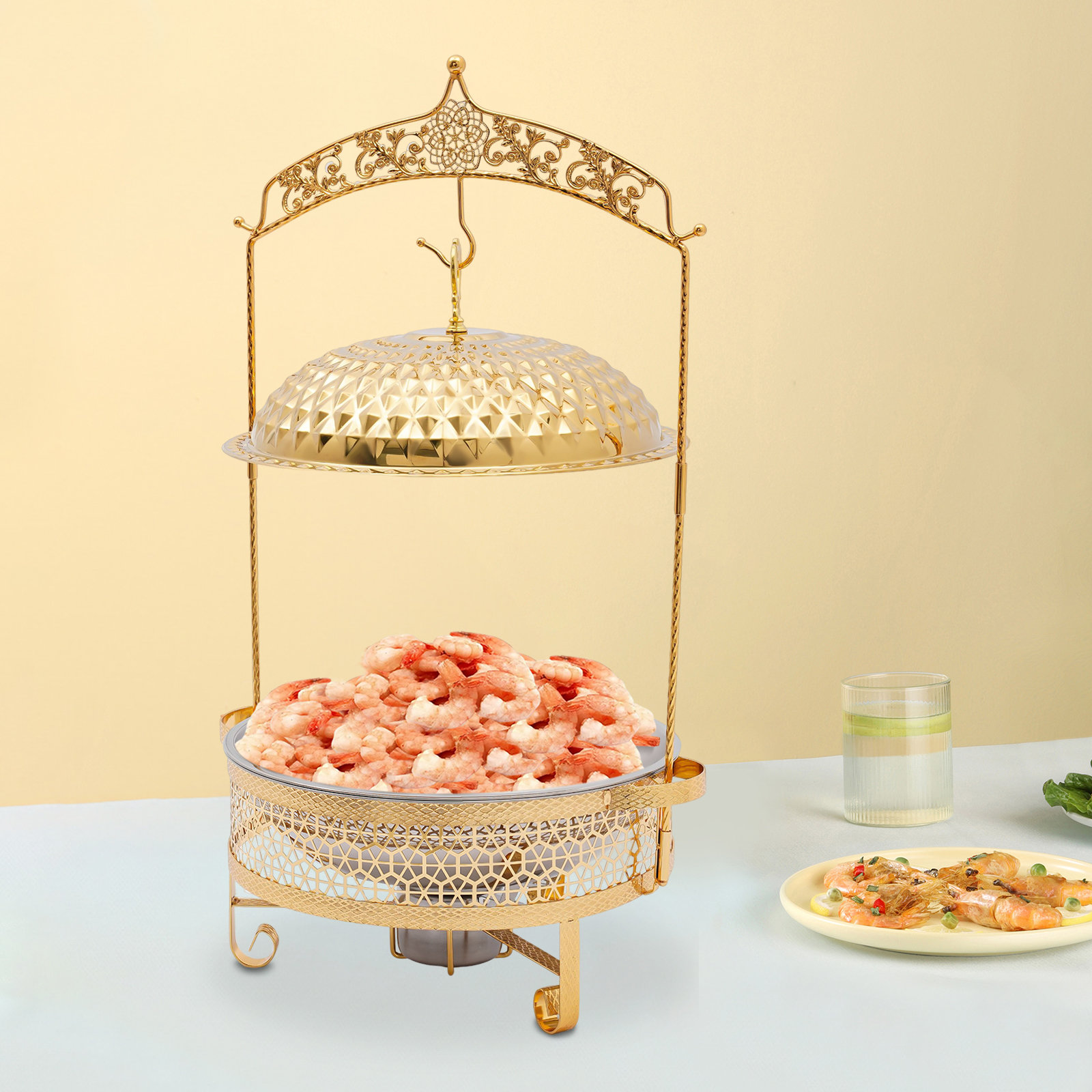 House of Hampton Stainless Steel Display Case 7.26 Qt Round Chafing ...